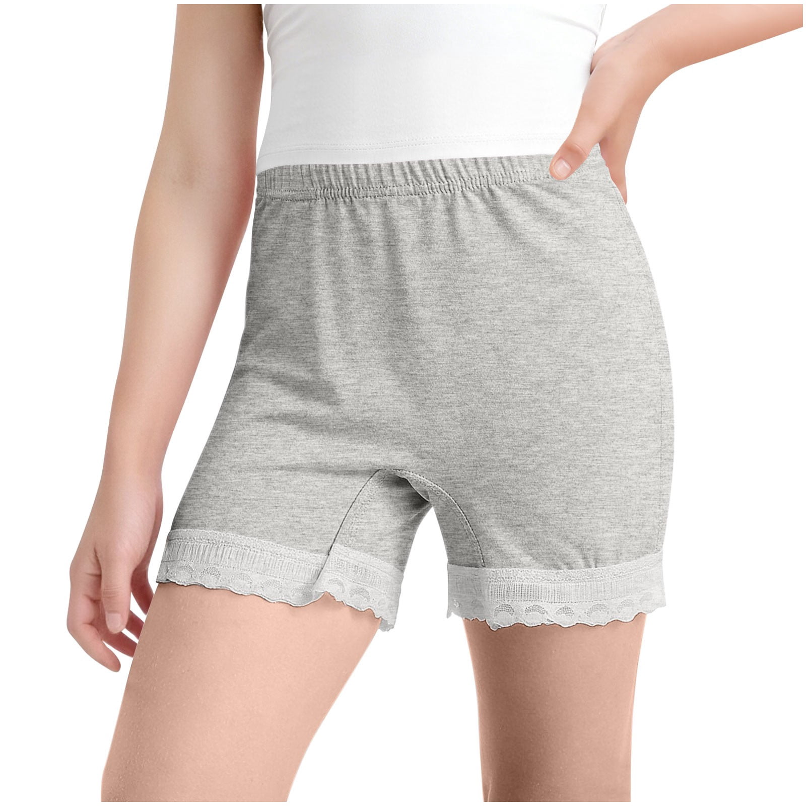 Nskgu Girls Lace Trim Safety Shorts Soft Cotton Blend Under Dress ...