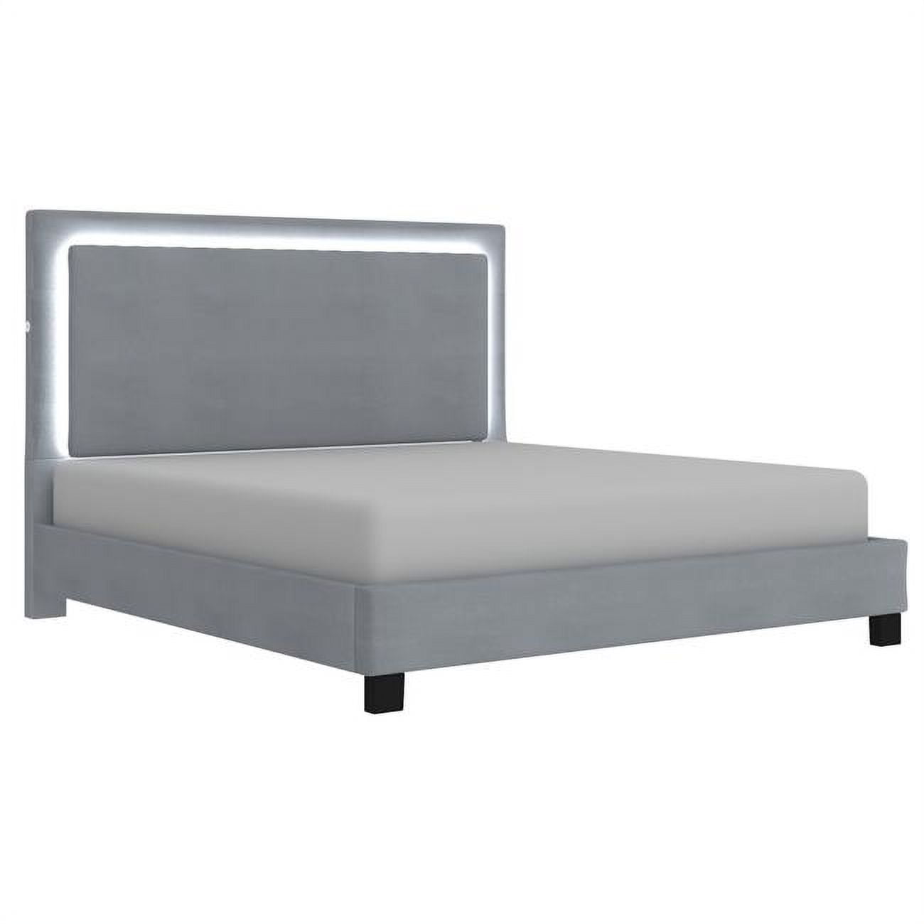 Nspire 78 in. Lumina Platform Bed with Light in Grey - King Size ...