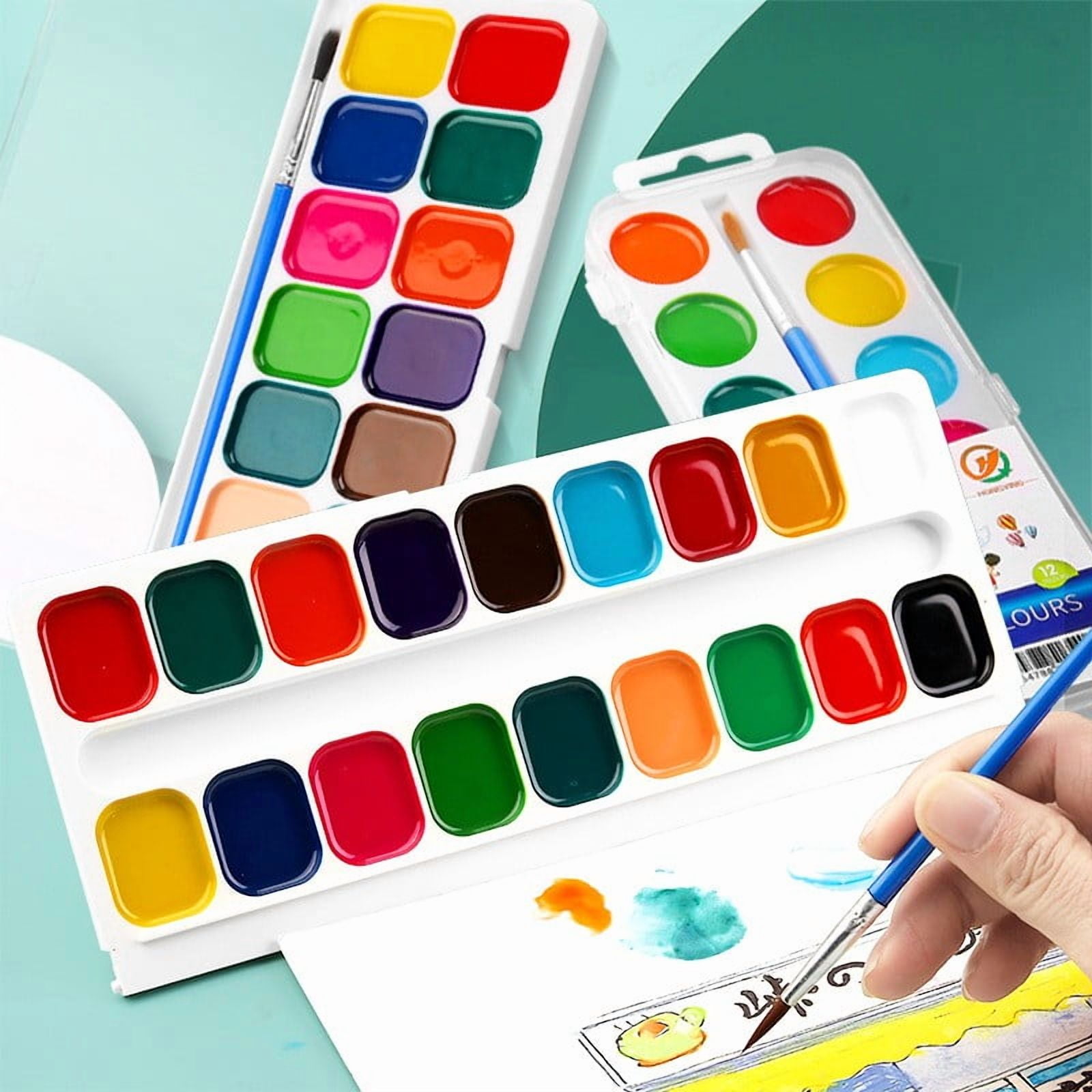 Nsxcdh 12-Color Semi-Dry Solid Watercolor Paint Set,Washable Non-Toxic ...