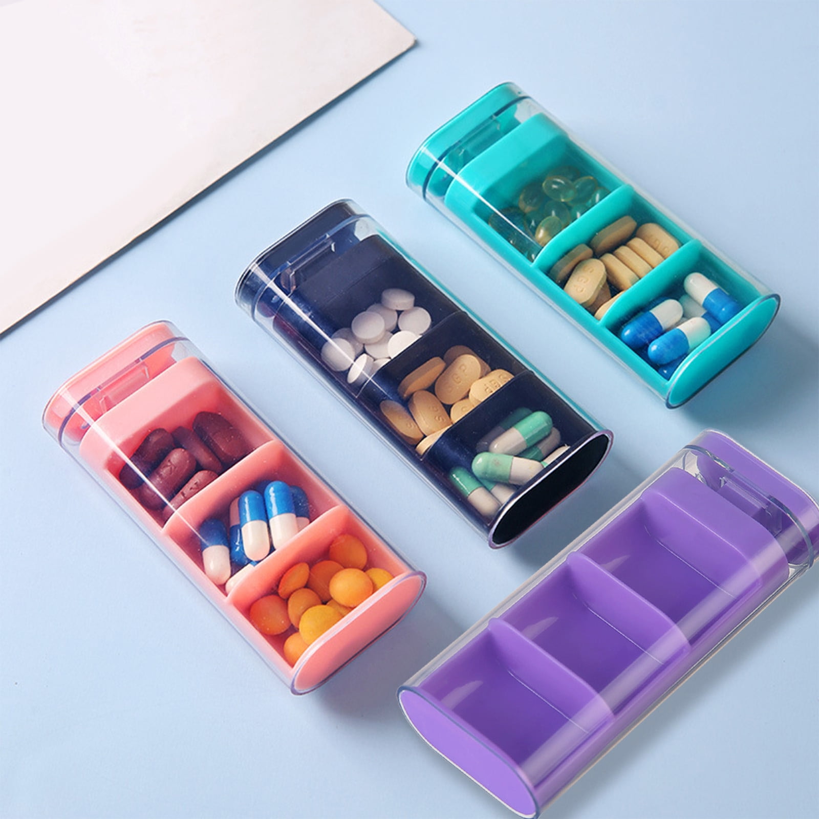 Nsxcdh 3-Compartment Pill Organizer Transparent Slide-Out Daily ...