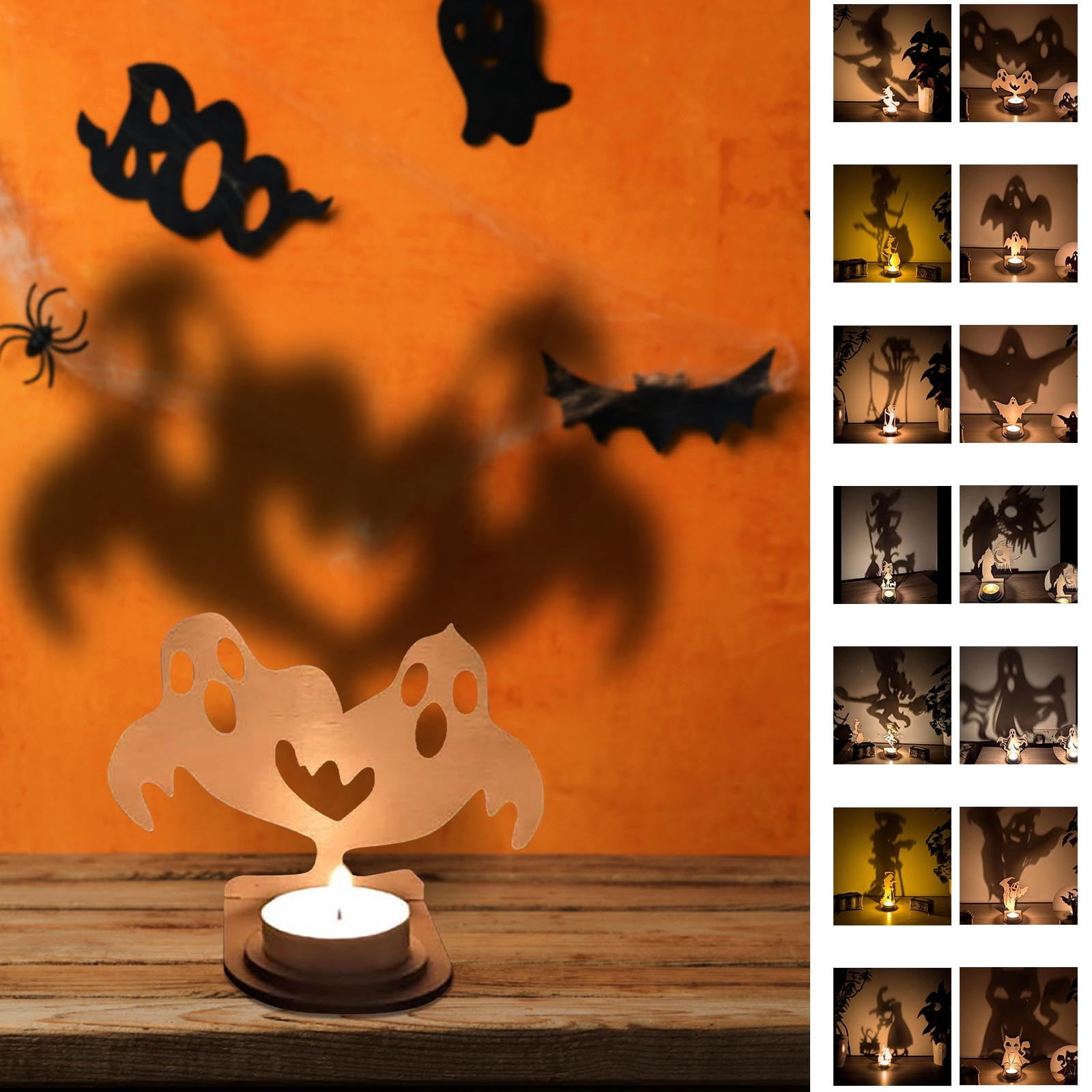 Nsxcdh up to 60% off Gifts Halloween Decorations Wooden Candle ...