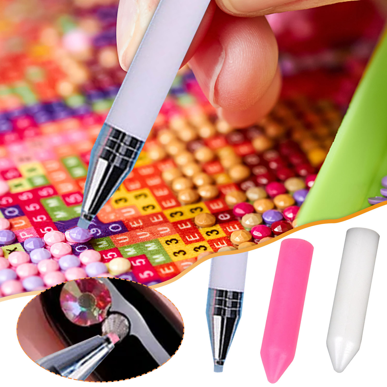 Nsxcdh Adhesive Wax Diamond Drawing Pen 5d Art Accessory 2PCS 0.79in ...