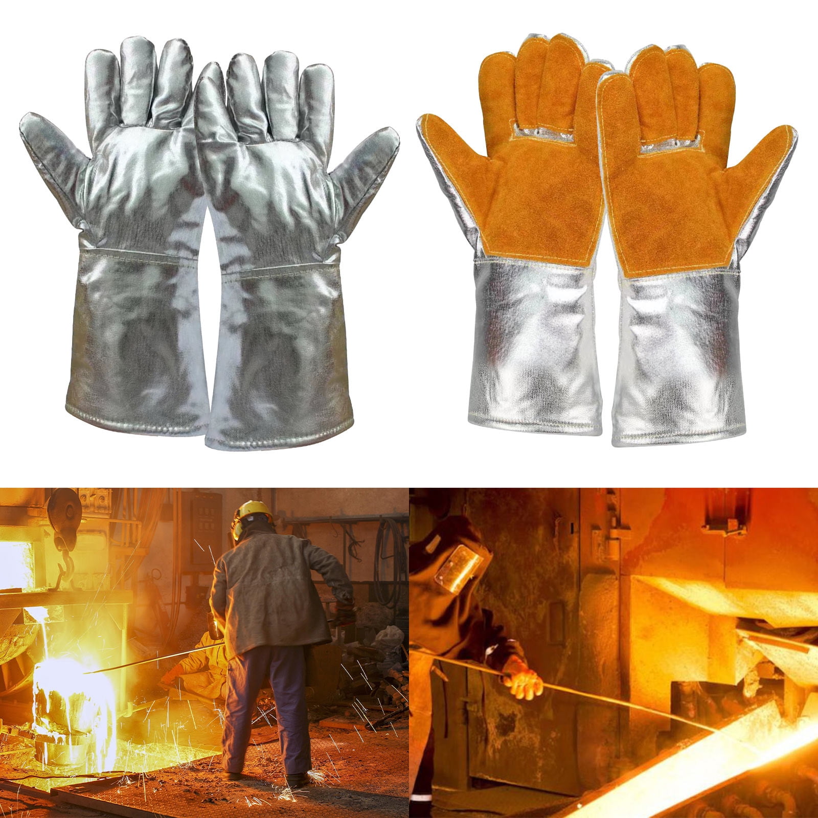 Nsxcdh Aluminum Foil Heat Long Work Gloves,Work Gloves,Pvc Fiberglass ...