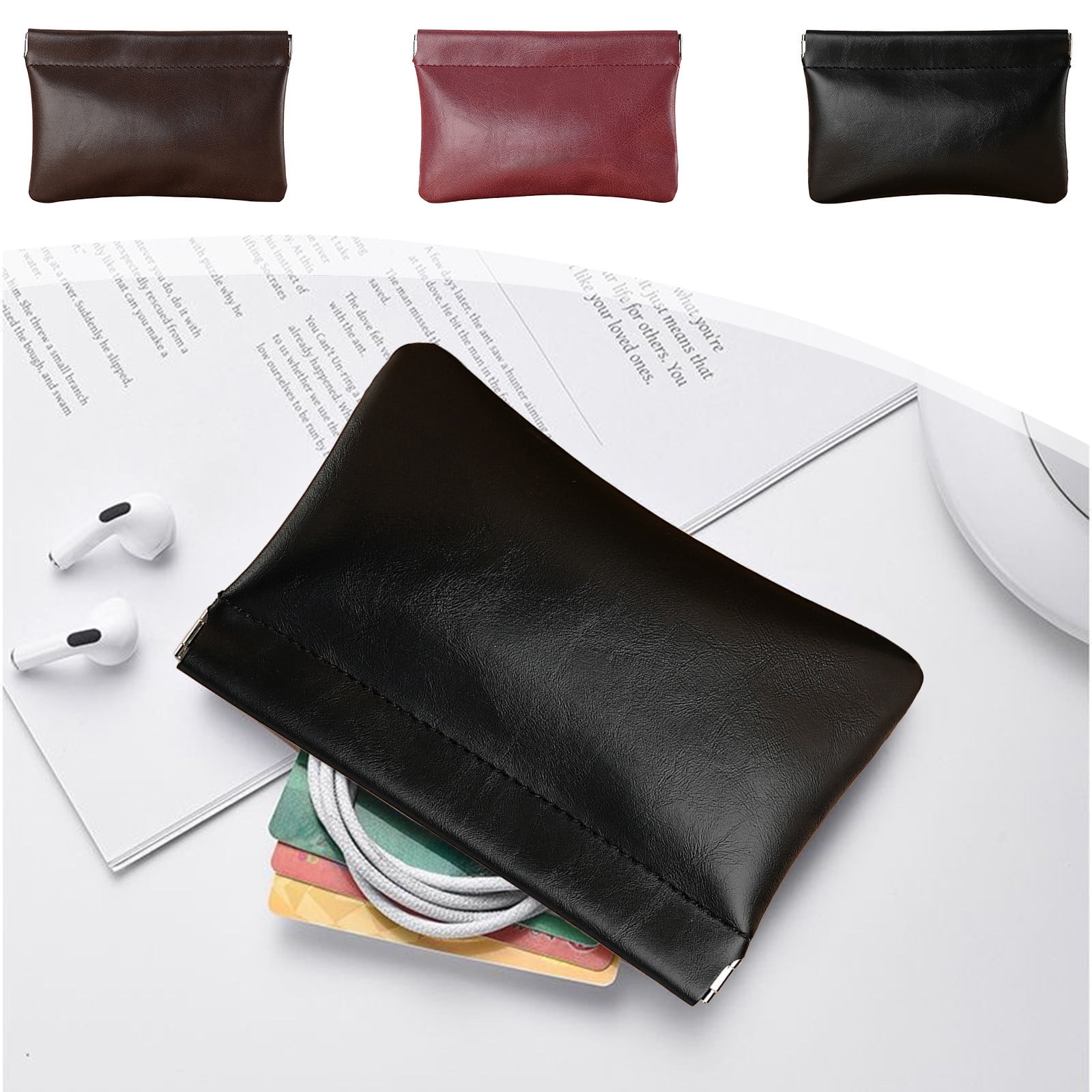 Nsxcdh Auto-Close Coin Purse Portable Faux Leather Organizer Travel ...
