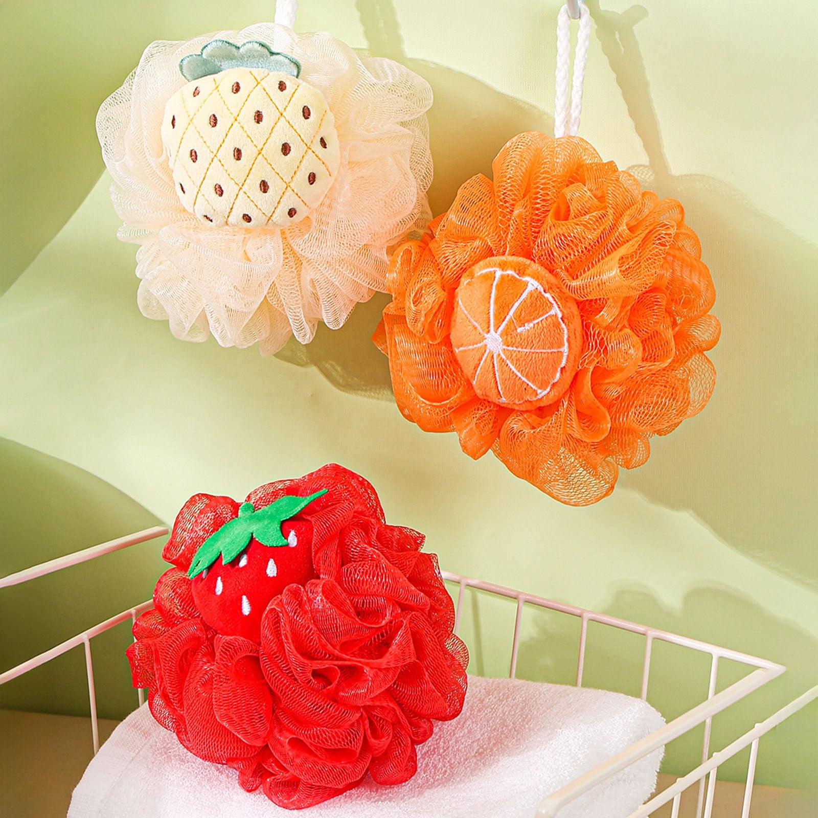 Nsxcdh Bath Sponge Hanging Foaming Fruit Scrubber Creative Tennis Ball ...
