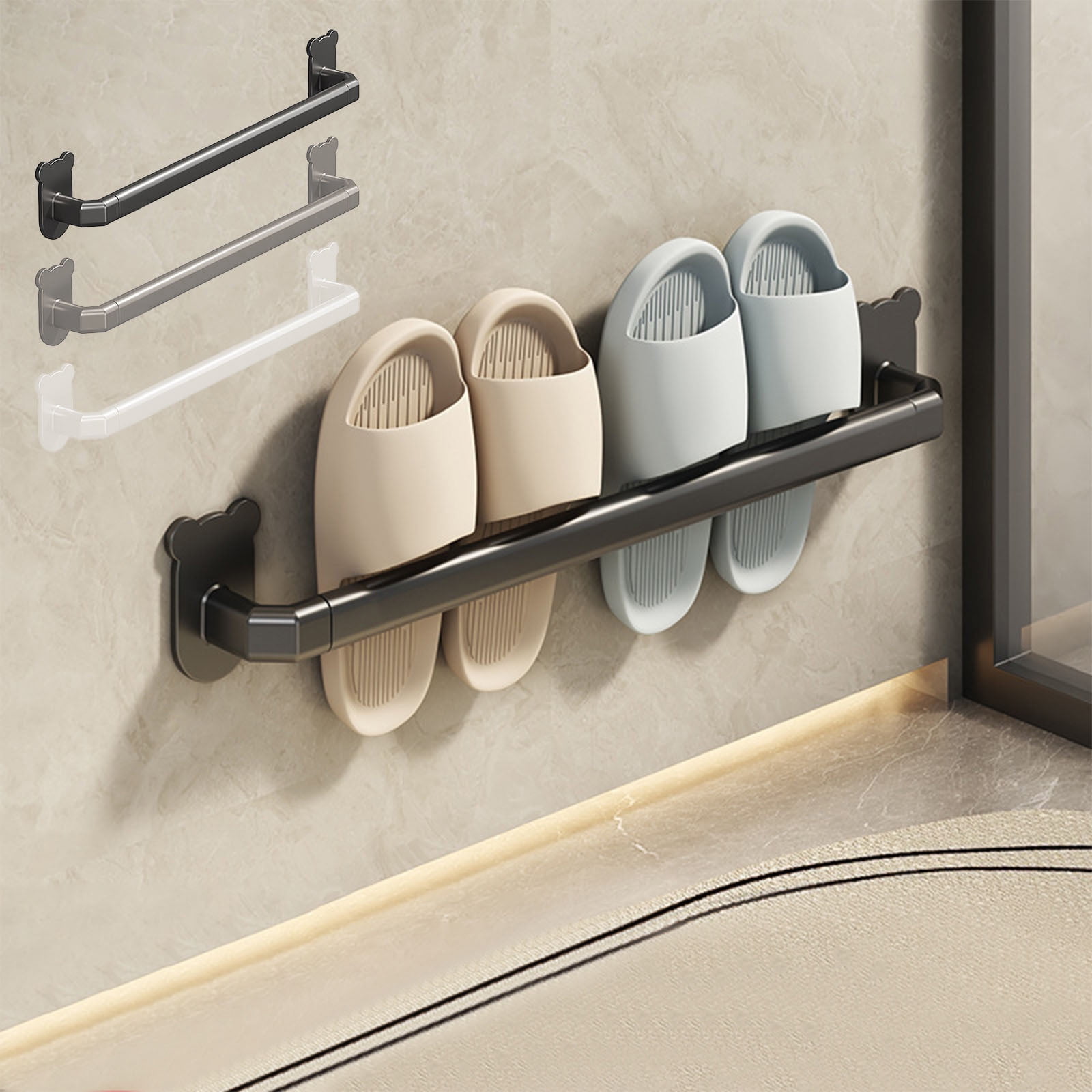 Nsxcdh Bathroom Slipper Rack Wall-Mounted No Punch Shoe Drains Rack ...