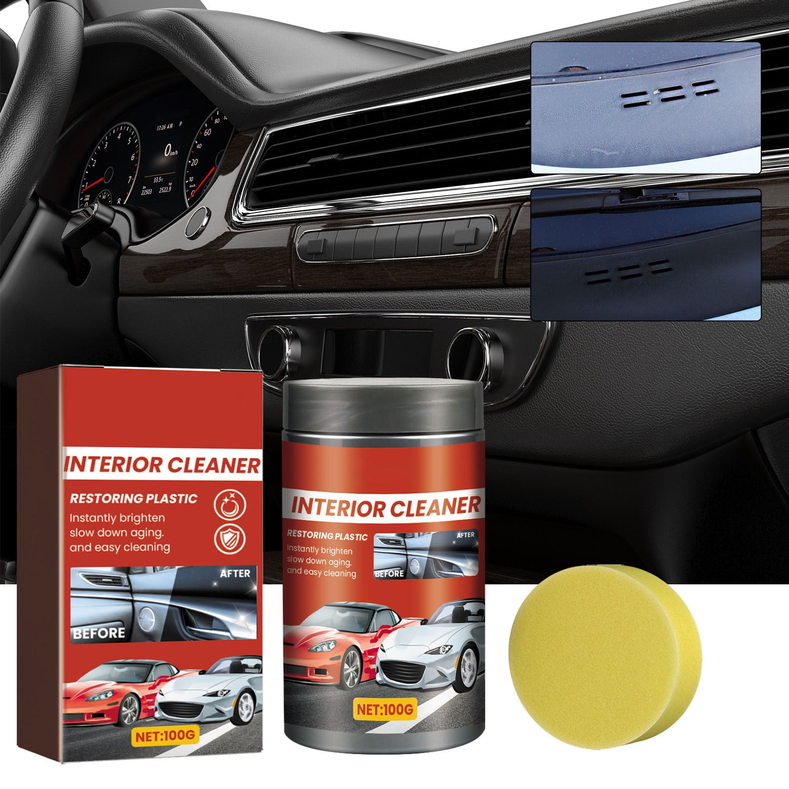 Nsxcdh Car Interior Restorer Paste Dashboard and Trim Polish Cleaner Automotive Renovation ...
