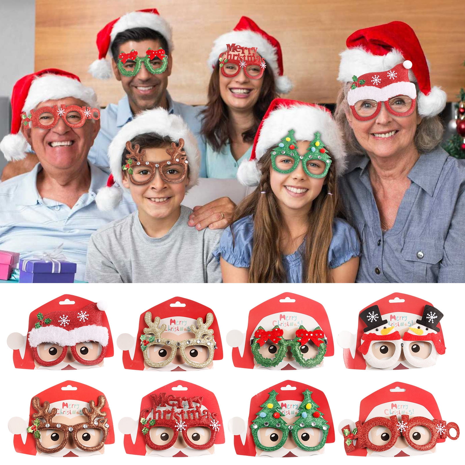 Nsxcdh Christmas Glasses Frame Prop for Kids Adults Photo Costume Party ...