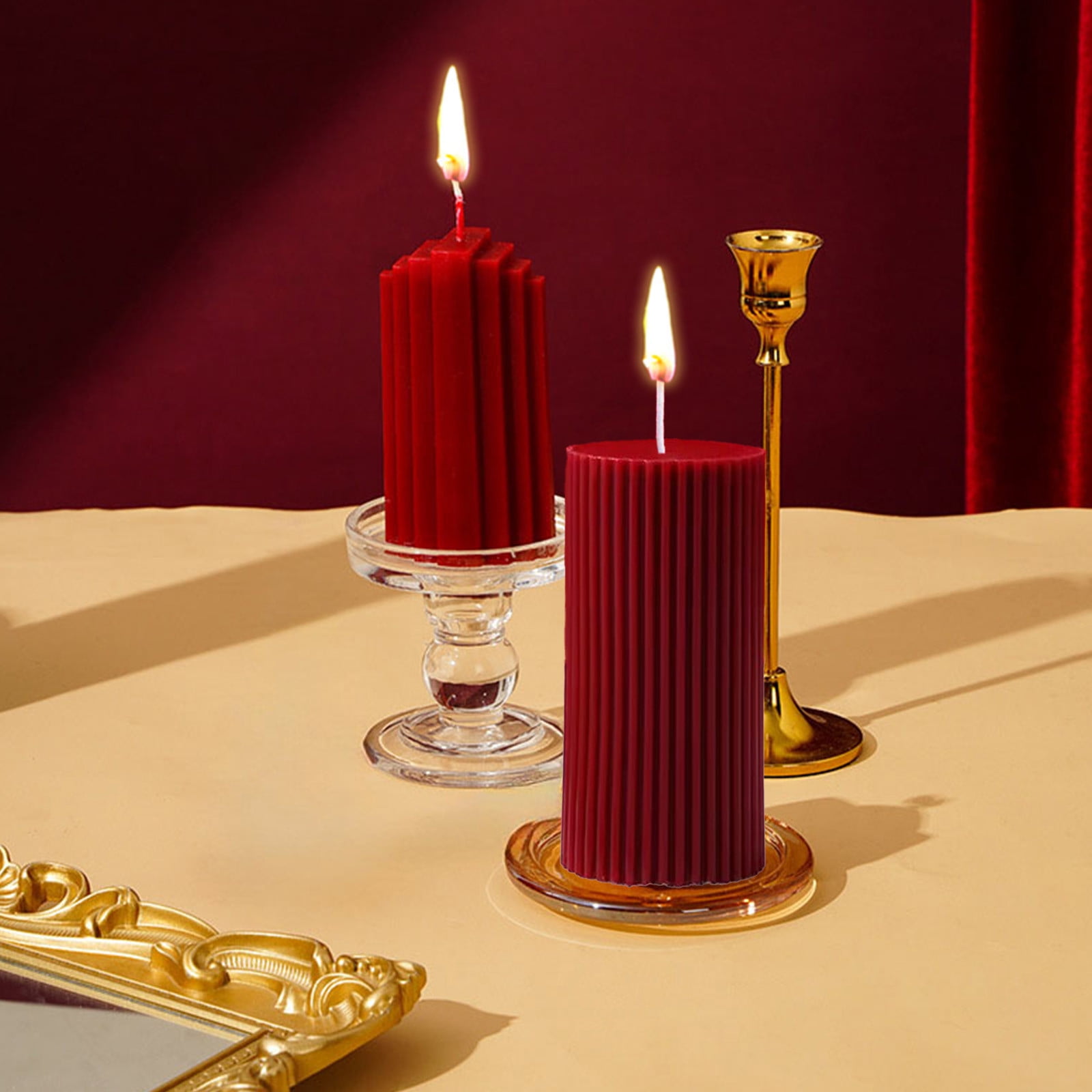 Nsxcdh Christmas Red Scented Candle Soy Wax 3.9x2in Column Cone Festive ...