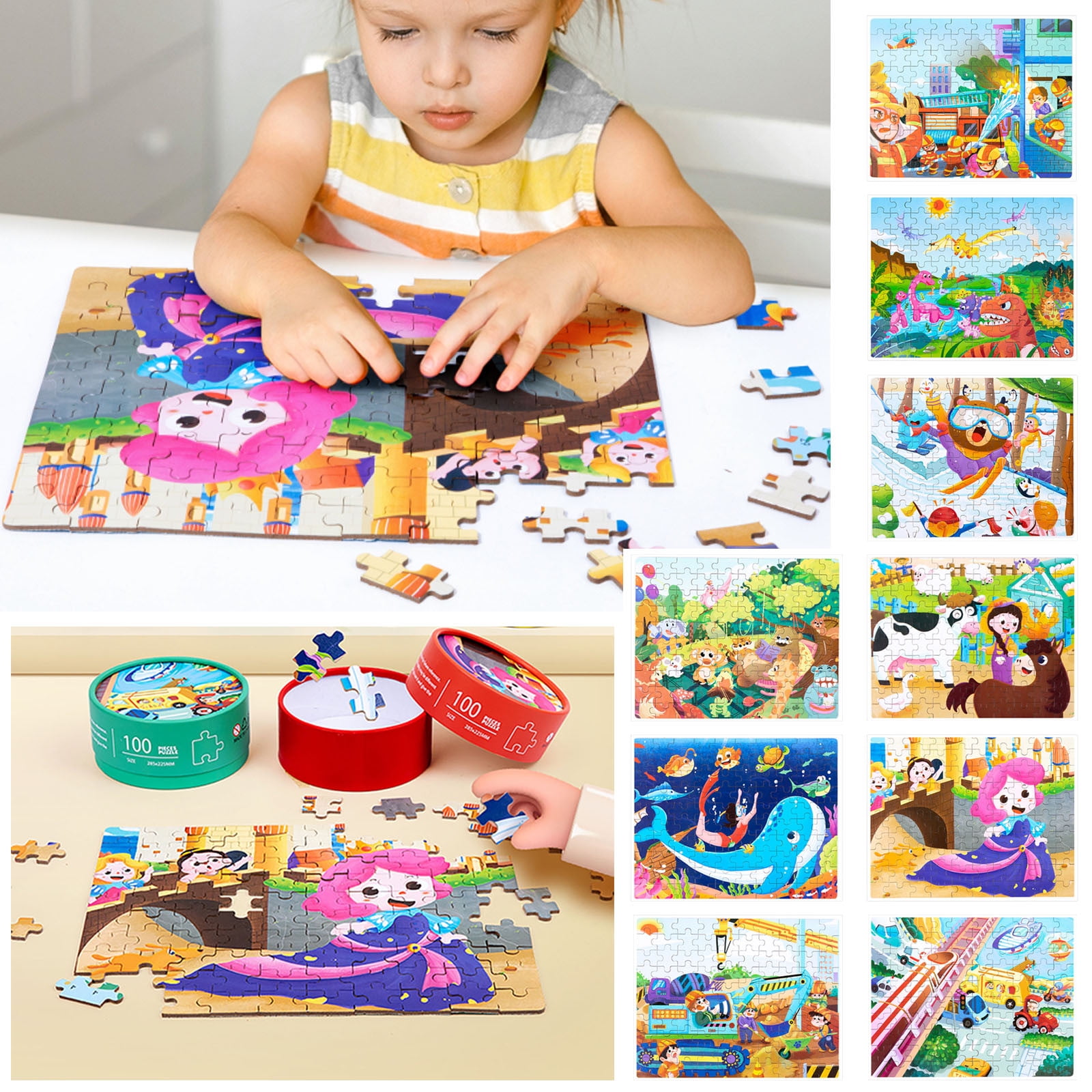 Nsxcdh Creative Art Toys for Preschoolers 100 Puzzle In A Canned Box ...