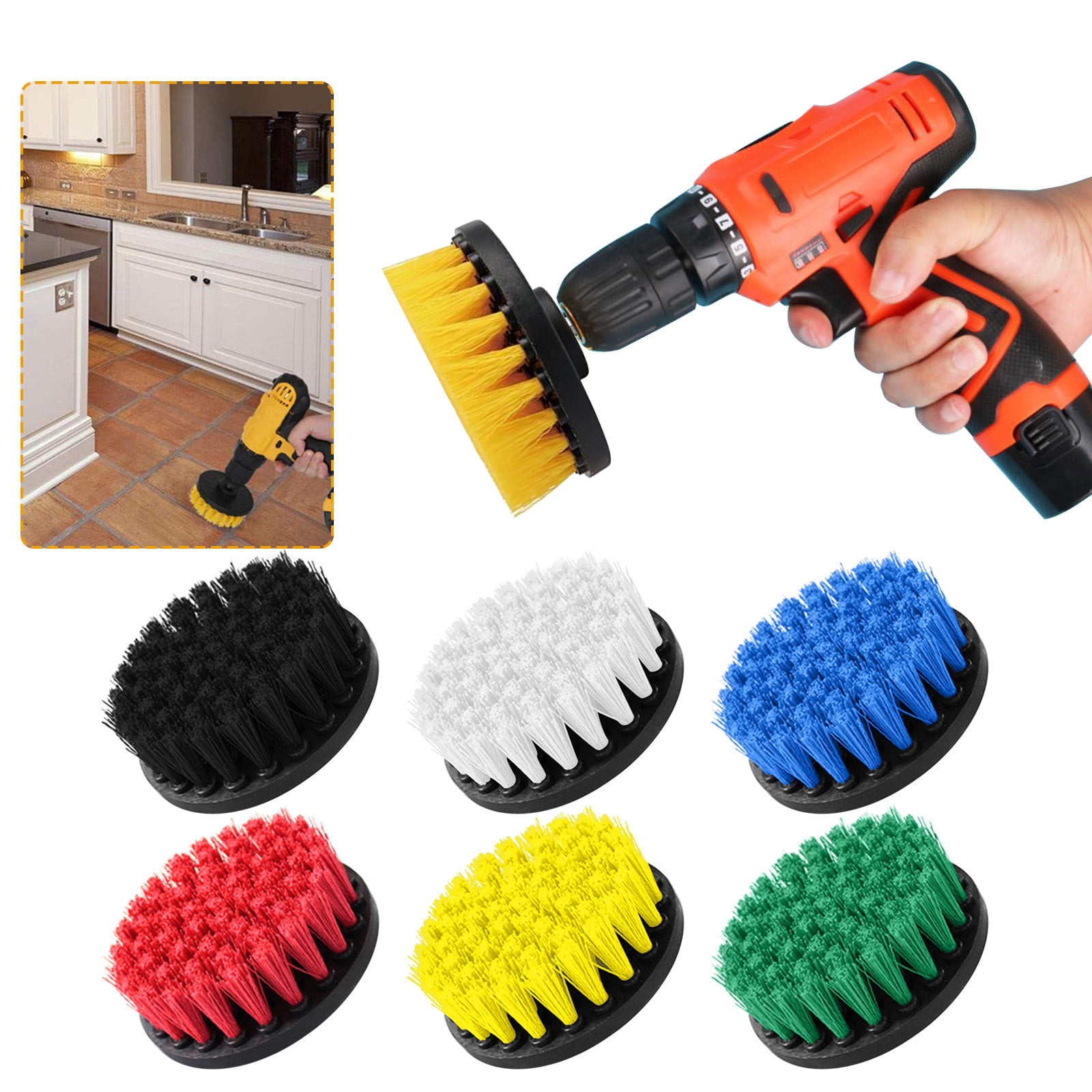 Nsxcdh Drill Brush Cleaning Carpet Tile Sink Quick Change Shaft Nylon ...