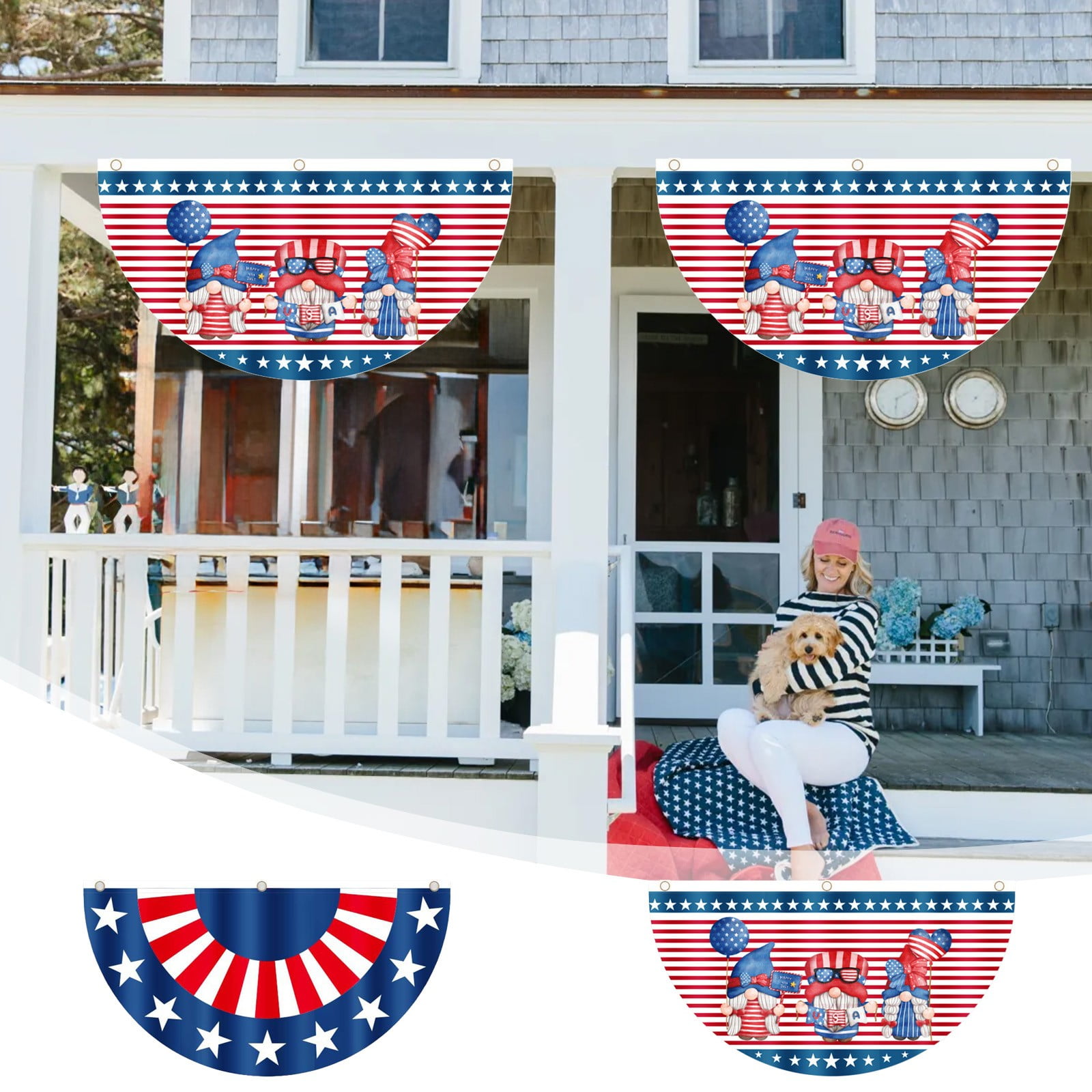 Nsxcdh Garden Flag with Stand Independent Day Decoration Semi Circular ...