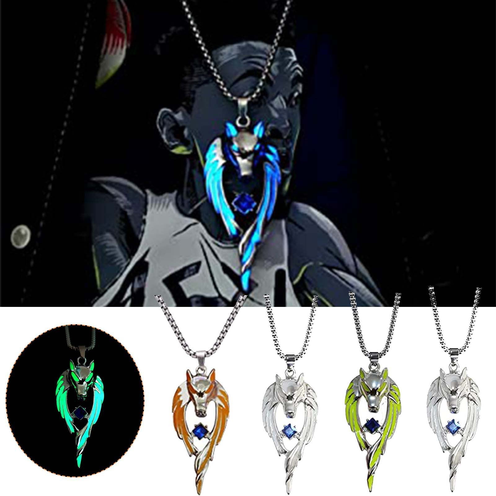 Nsxcdh Glowing Wolf Necklace,Retro Hip Hop,Men's Luminous Pendant,2 ...