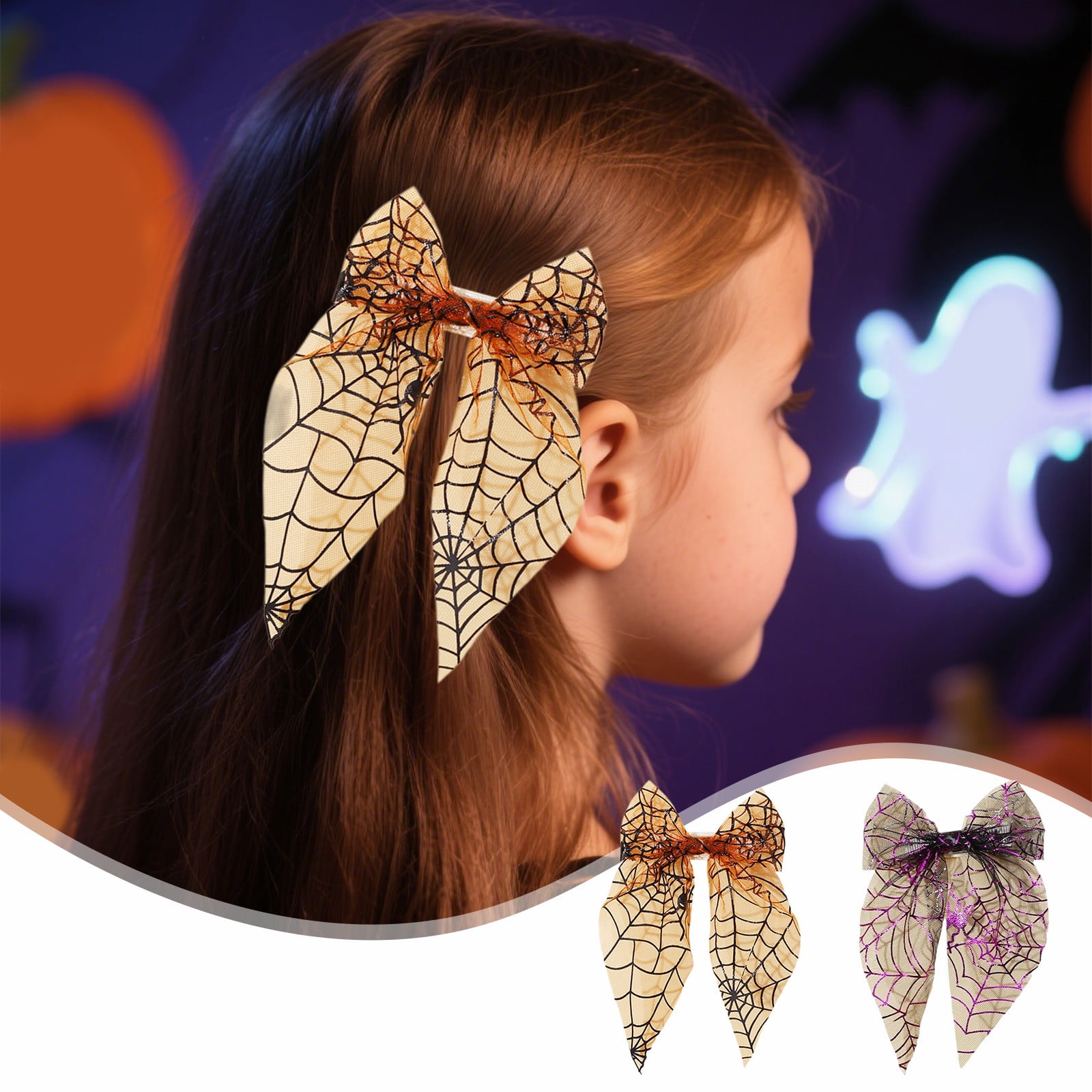 Nsxcdh Halloween Hair Clips Border Bow Baby Hairpin Spider Web Star ...