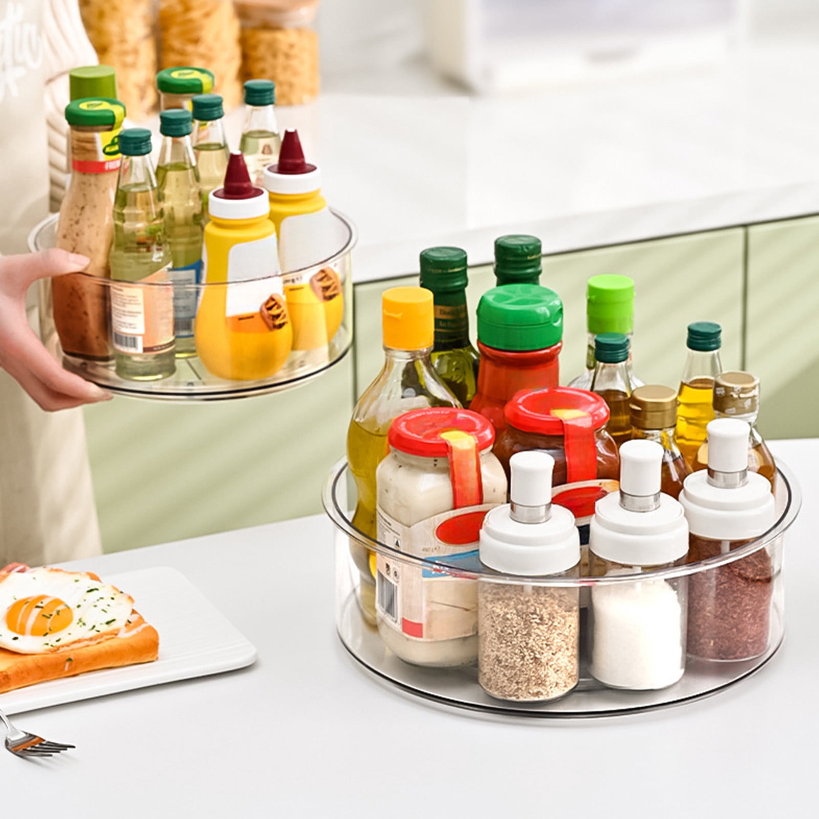 Nsxcdh Kitchen Storage Turntable Organizer Plastic Transparent 12.09x12 ...