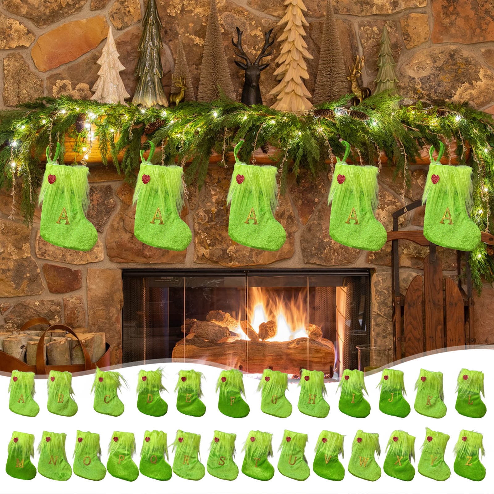 Nsxcdh Knitted Christmas Stocking Embroidered Letter Candy Gift Bag 7x4 ...