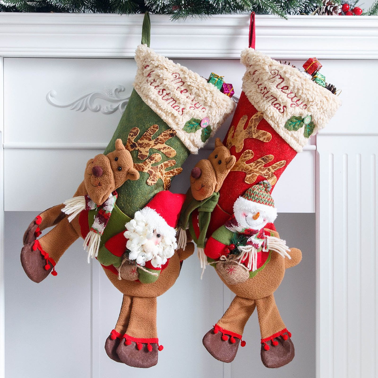 Nsxcdh Long Legs Santa Claus Snow Socks, Christmas Gift Stockings ...