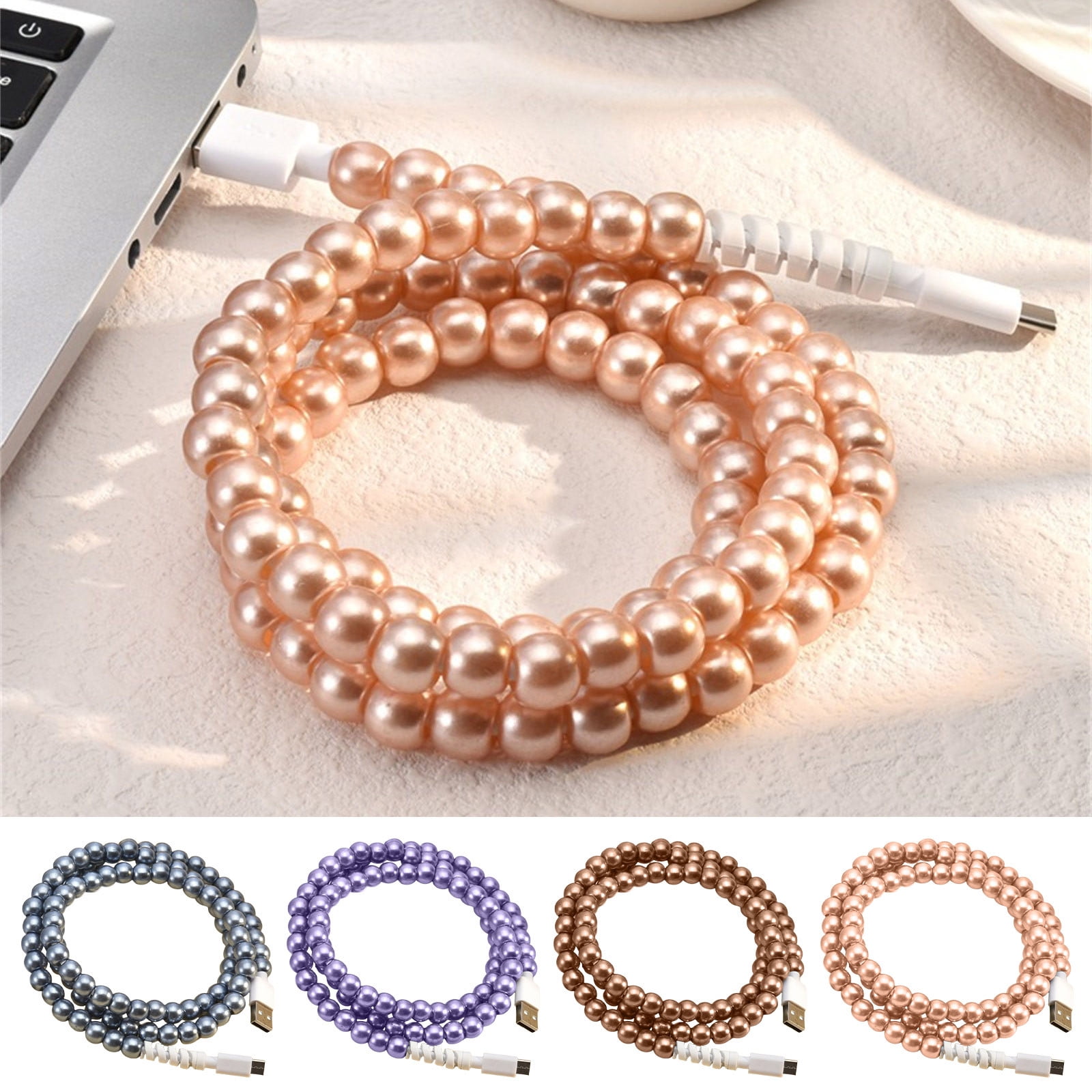 Nsxcdh Phone Accessories Beaded USB Charging Cable 1M Handmade Pearl ...