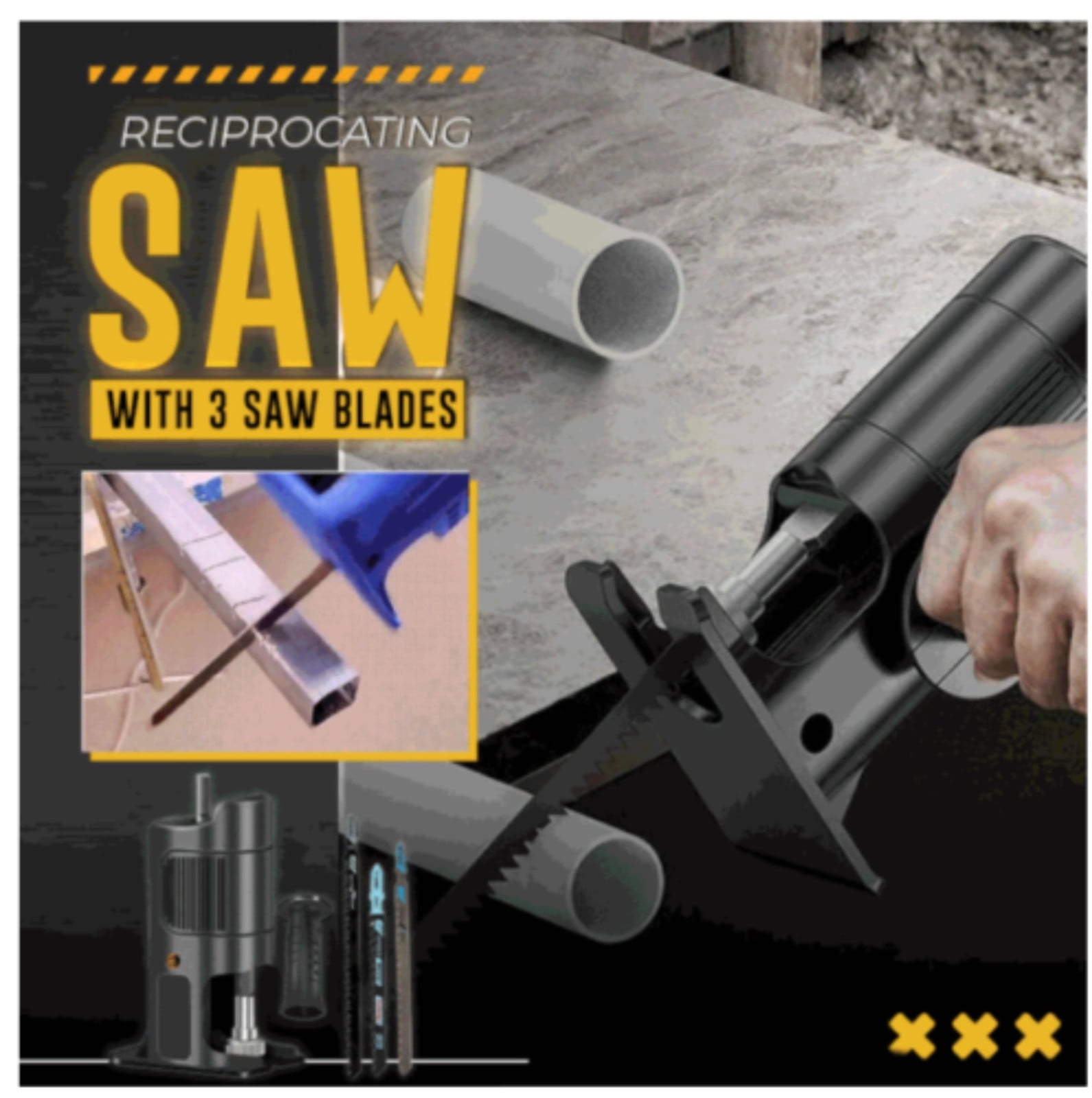 Nsxcdh Reciprocating Saw Attachment 3 Blades Wood Metal Steel Pipe ...