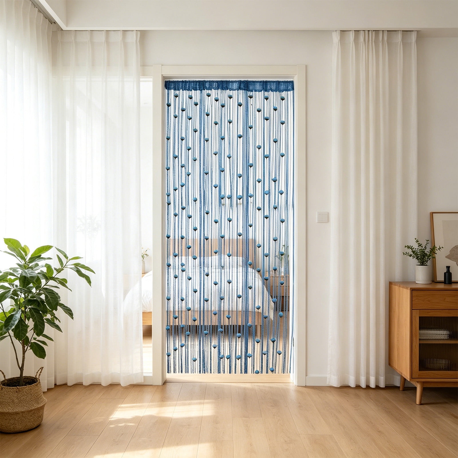 Nsxcdh Rose Thread Beaded Curtain 39x79in Door Room Divider Tassel ...