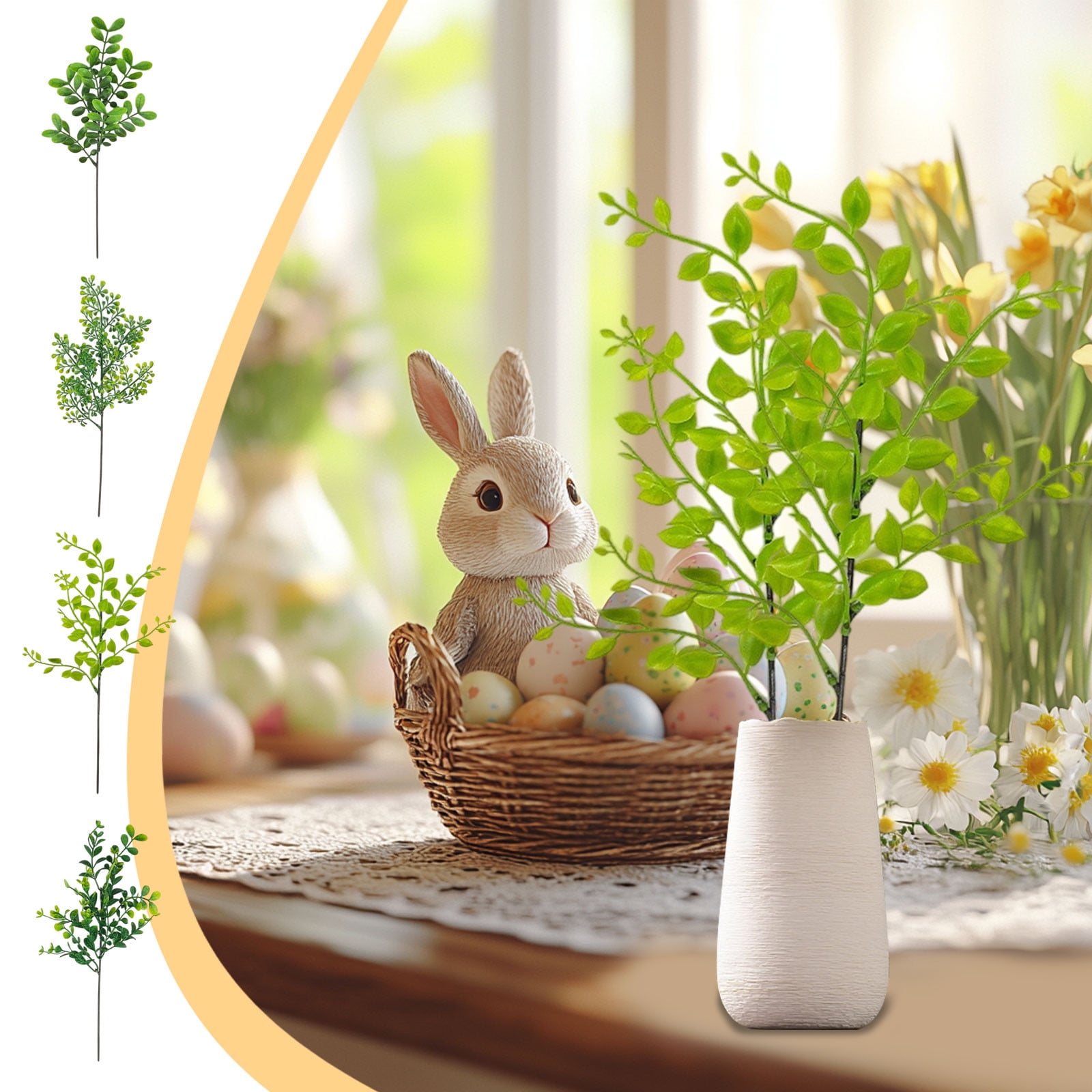 Nsxcdh Artificial Spring Green Leaf Bouquet,Lifelike Handheld ...