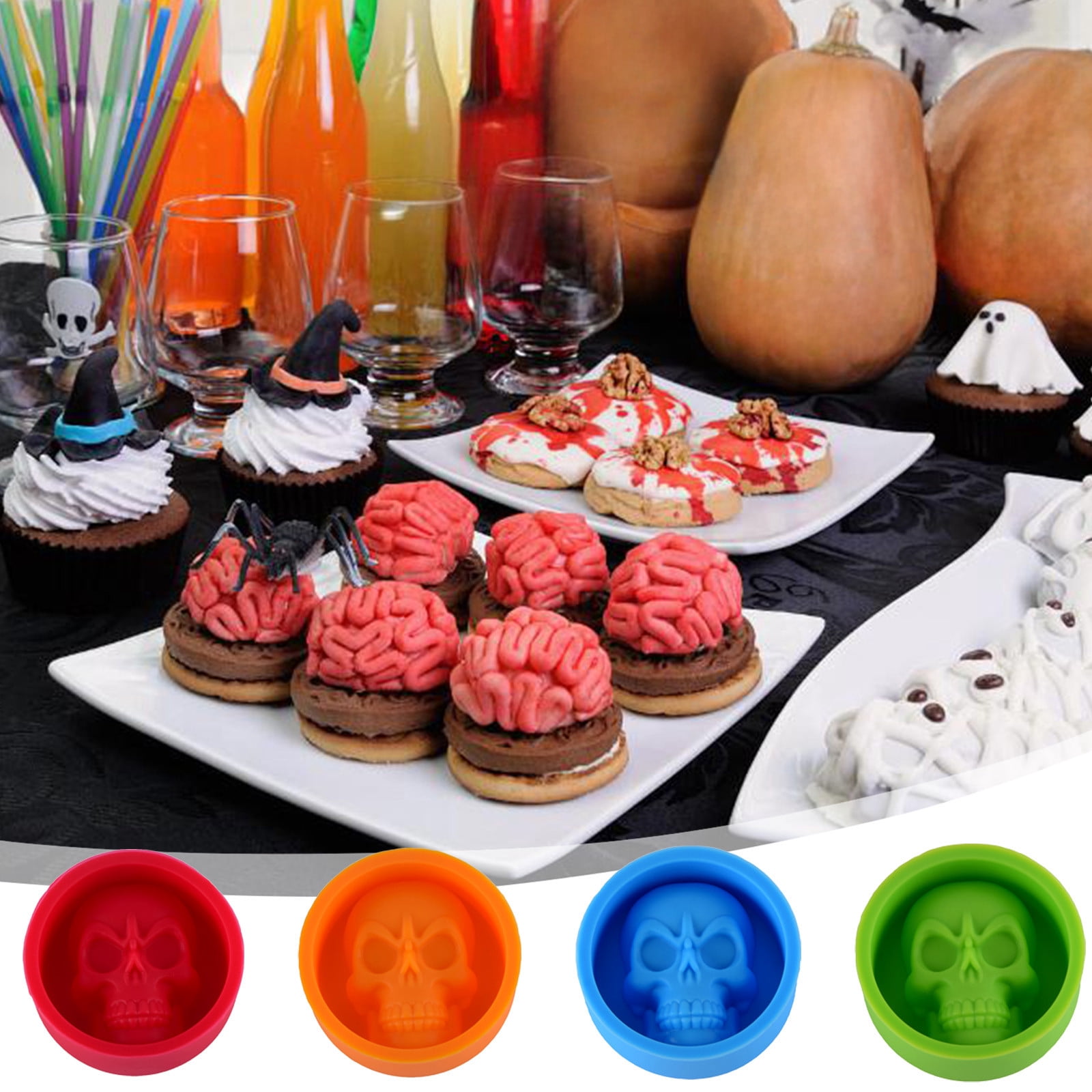 Nsxcdh Savings Halloween Baking Molds Skull Silicone Muffin Cups 3D ...