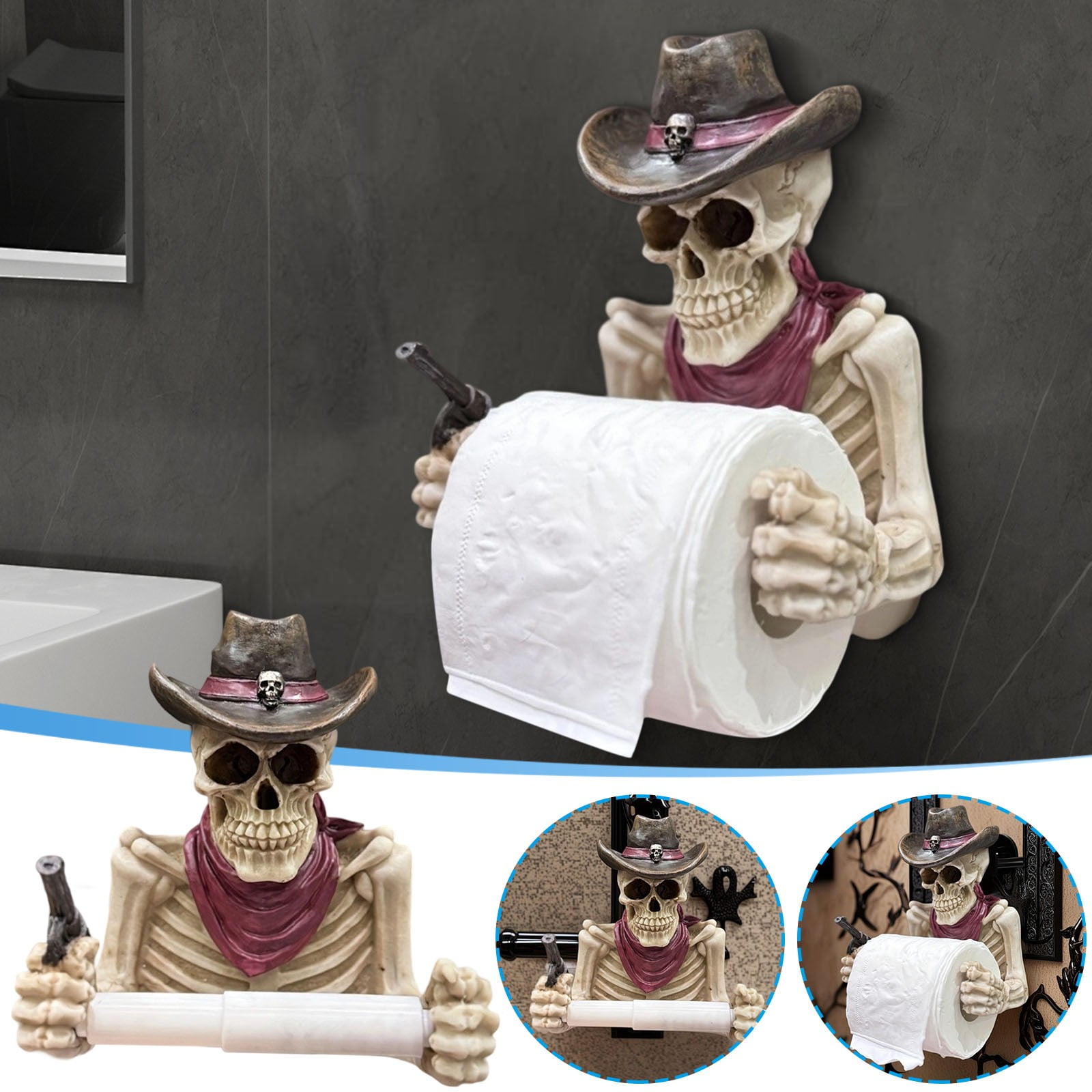 Nsxcdh Savings Halloween Bathroom Decor Skeleton Toilet Paper Holder ...