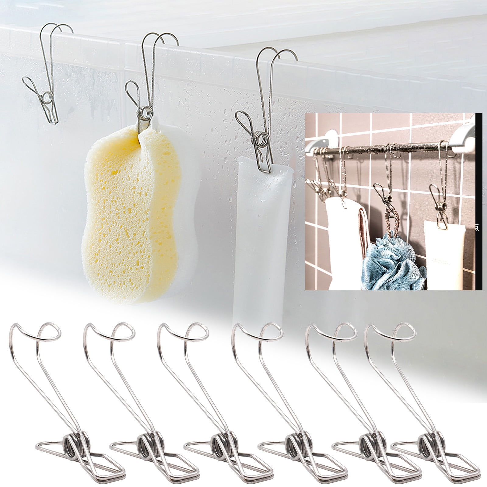 Nsxcdh Stainless Steel Long Tail Clips with Hooks 6 Pack Windproof ...