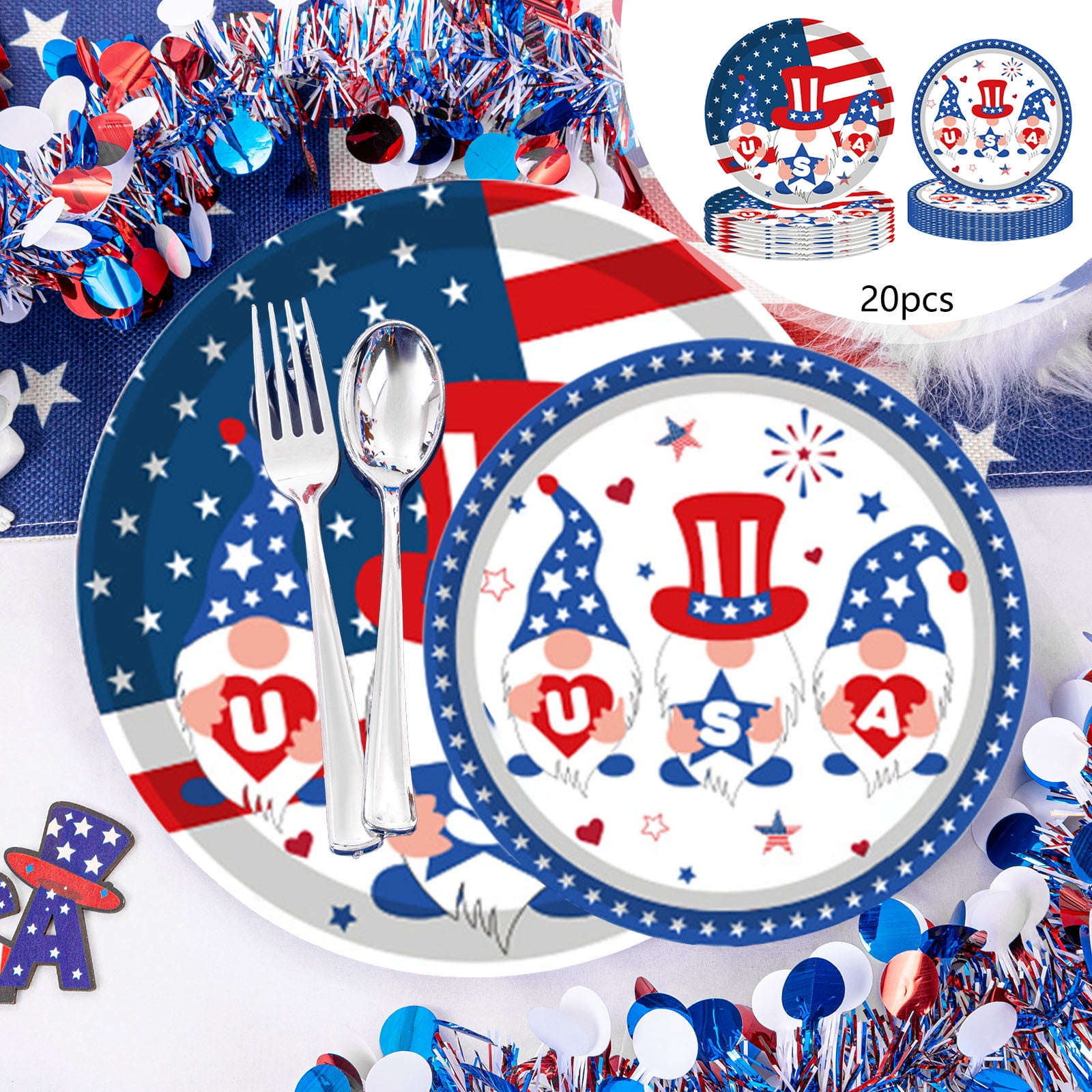 Nsxcdh Veterans Day Paper Plates Set Multicolor Paper 7.1x7.1in 9.1x9 ...