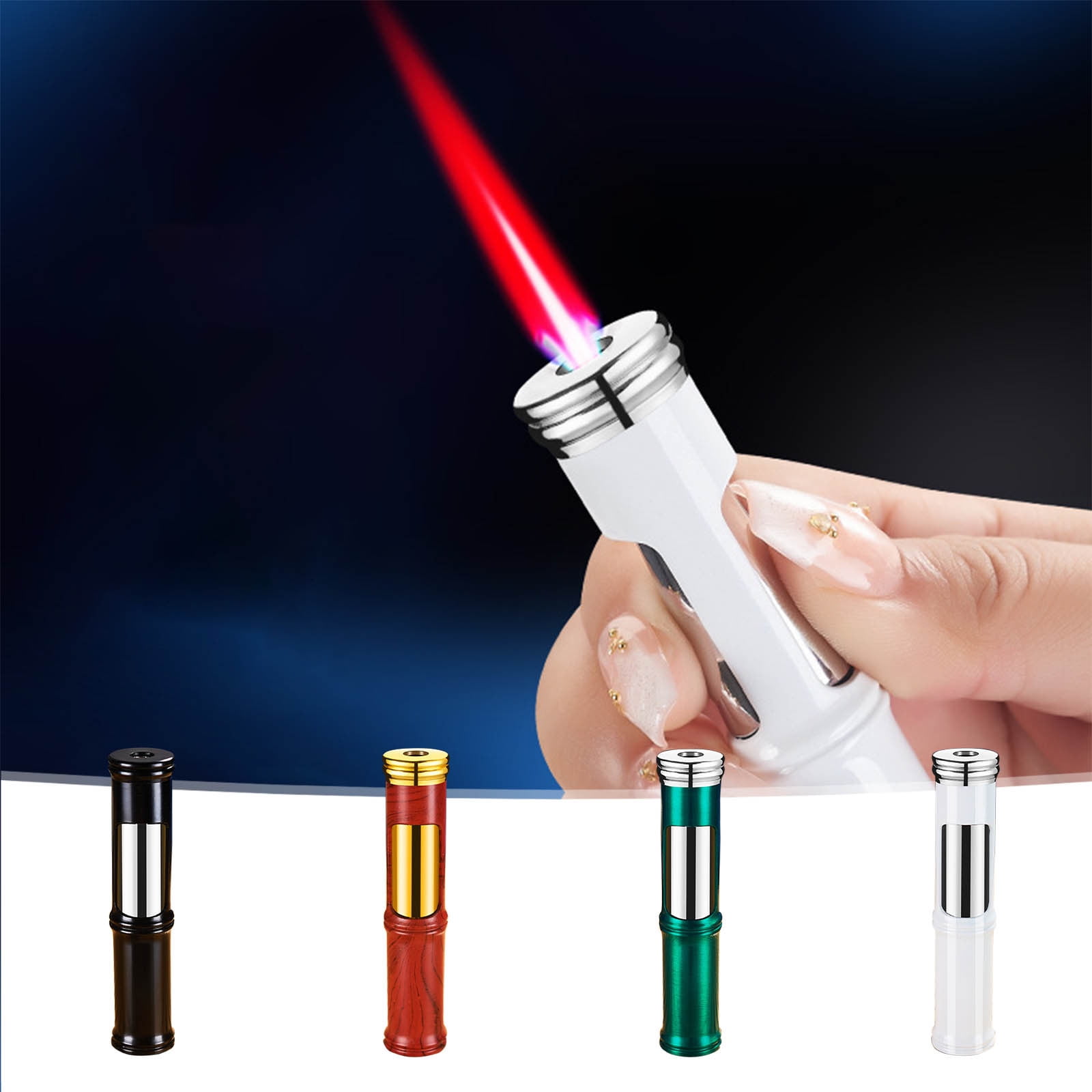 Nsxcdh Windproof Red Flame Torch Lighter Slim Alloy 3.48x0.75 In,Double ...