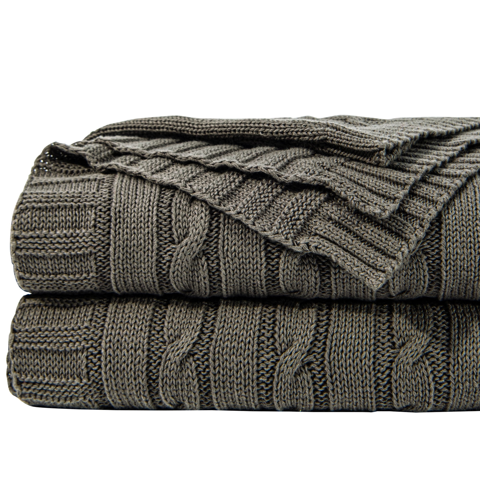 Ntbay 100% Cotton Cable Knit Throw, Super Soft Warm Knitted Blanket ...