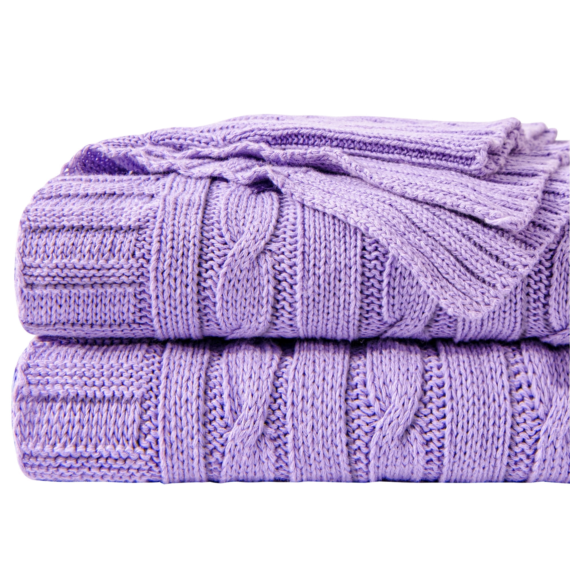Ntbay 100% Cotton Cable Knit Throw, Super Soft Warm Knitted Blanket ...