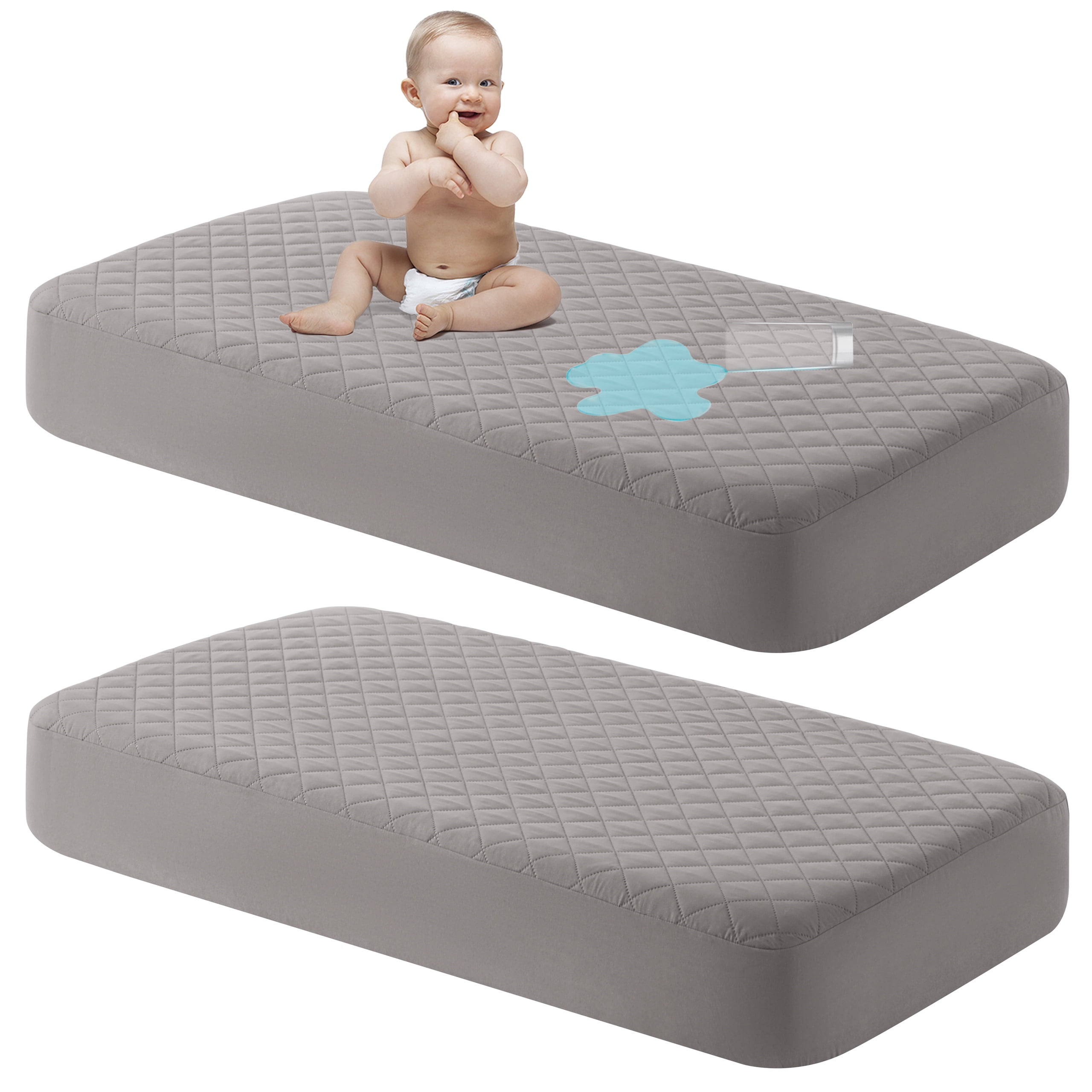 "NT Bay 2 Pack Quilted Toddler Waterproof Fitted Sheets, 28"" x 52 ...
