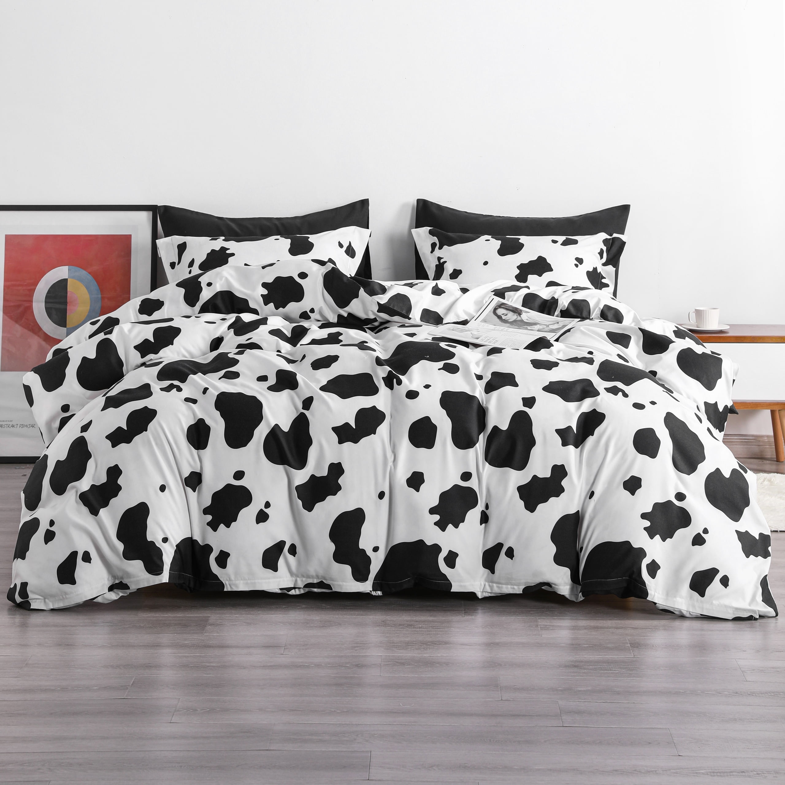 NTBAY Twin Ultra-Soft Microfiber Cow Bedding Duvet Set, Zippered ...