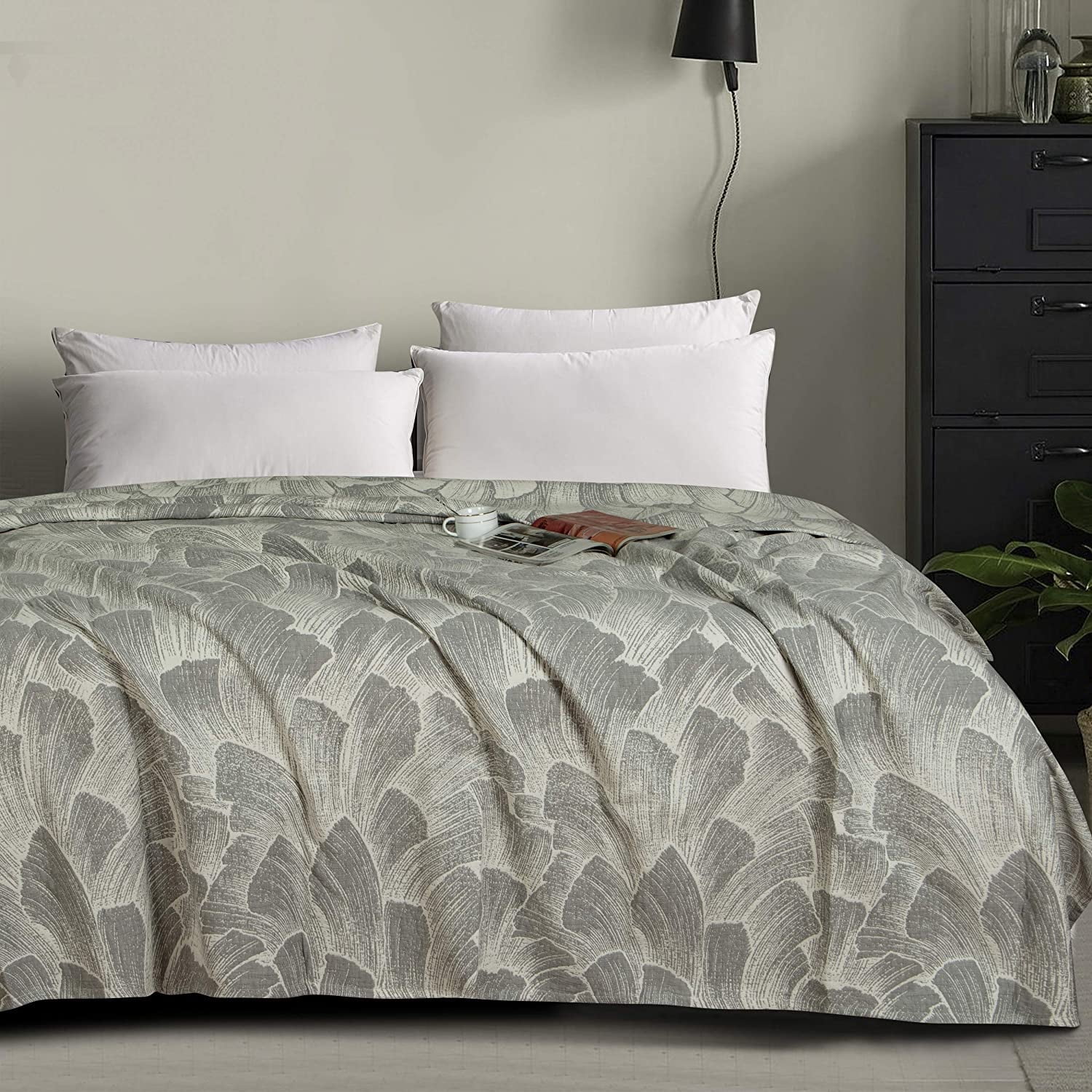 Ntbay King Size 3 Layers Cotton Muslin Blanket, Breathable Thermal ...