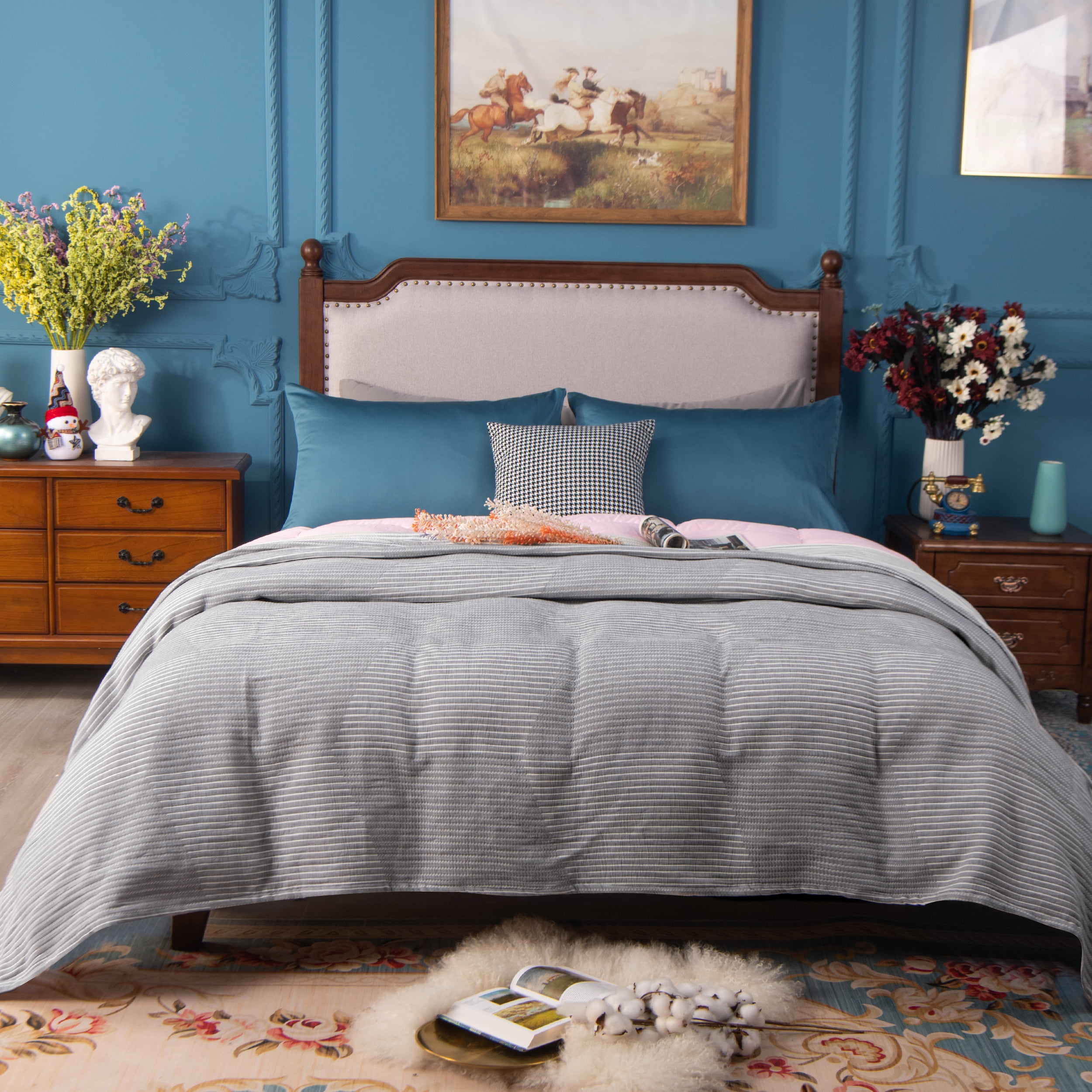 Ntbay 3 Layers Cotton Muslin Queen Bed Blanket, Super Soft Breathable ...