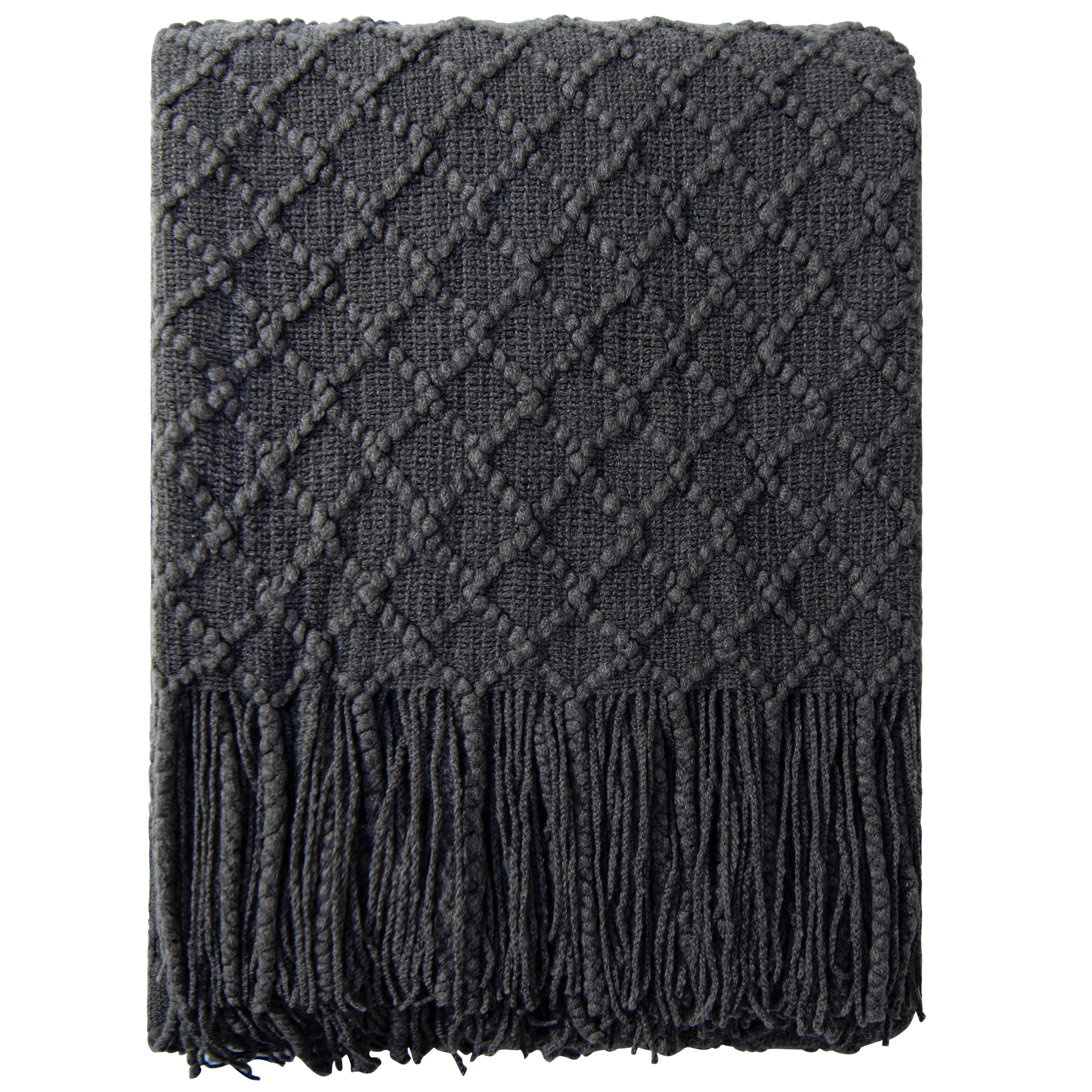 Ntbay Acrylic Knitted Throw Blanket with 7" Tassels, Lightweight and ...