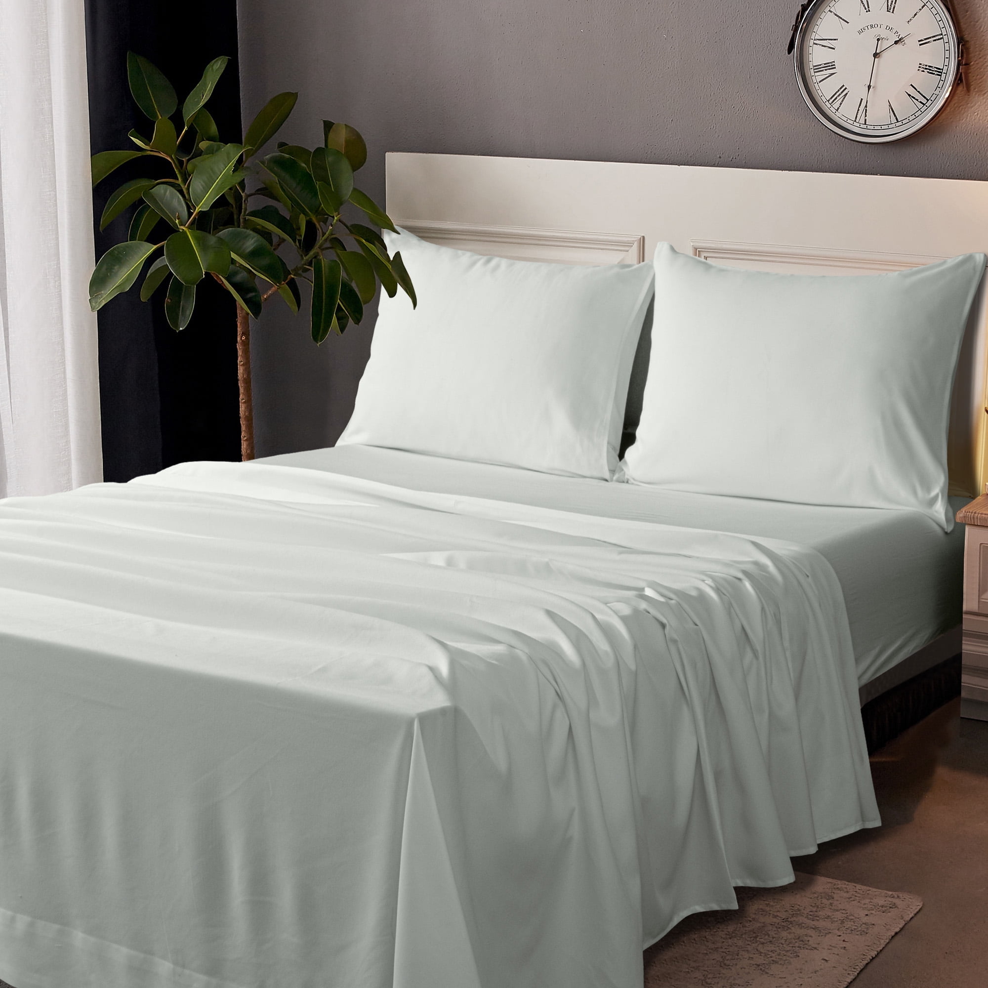 NT Bay, Microfiber Bed Sheets Set, 1800 Series Queen, Light Gray ...