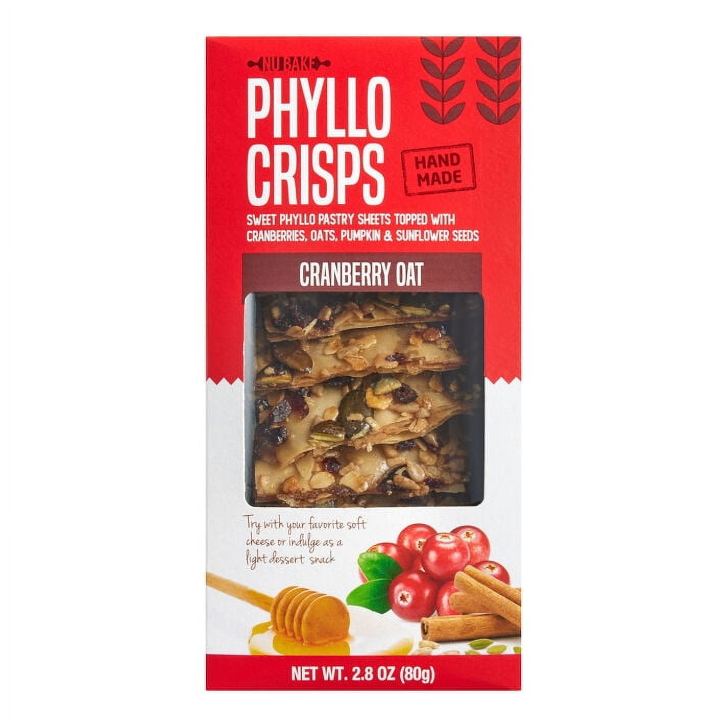 Nu Bake Cranberry Oat Handmade Phyllo Crisps 2.8 oz. Pack of 2 ...