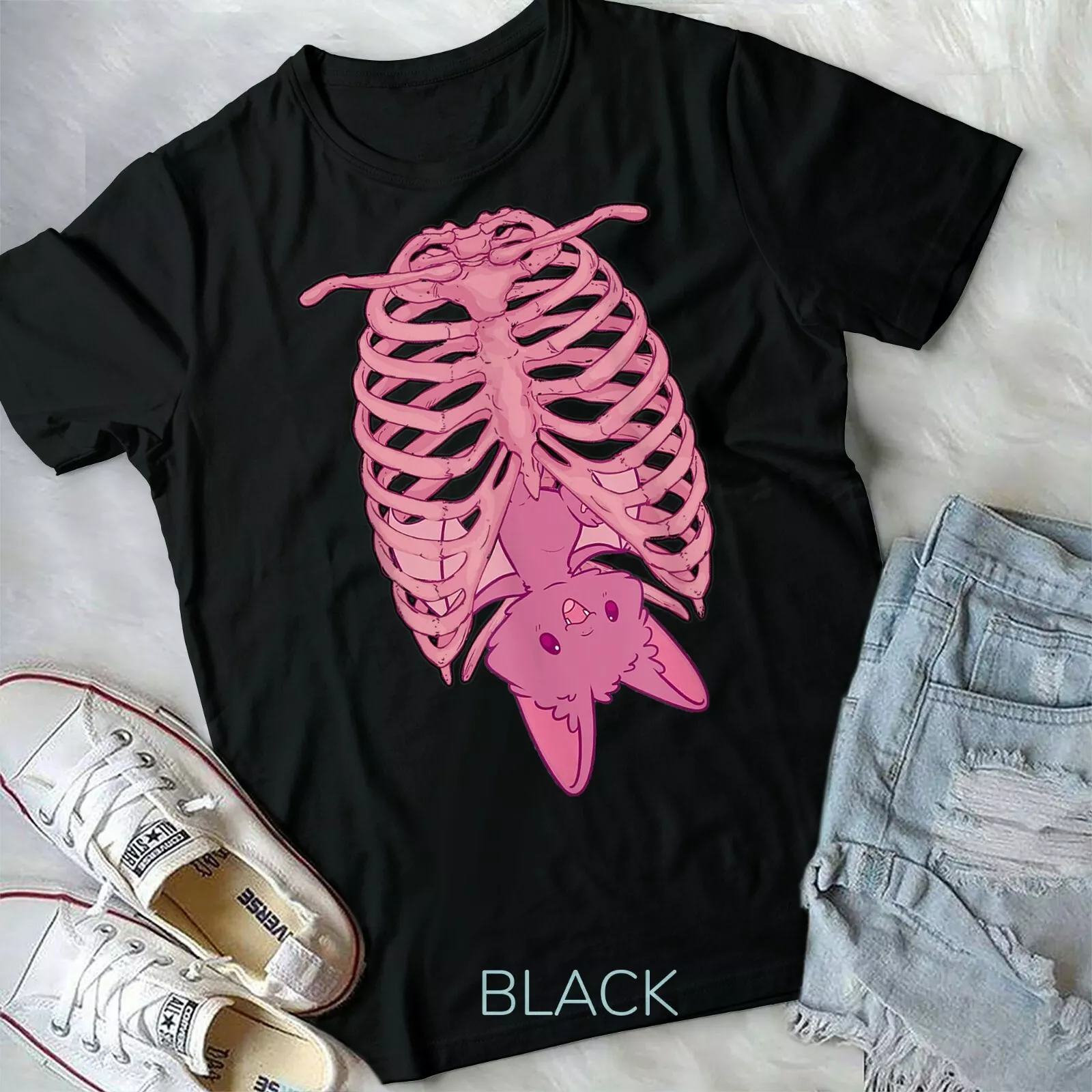 Nu Goth Bat Pastel Goth Skeleton - Unisex Form T-Shirt - Walmart.com