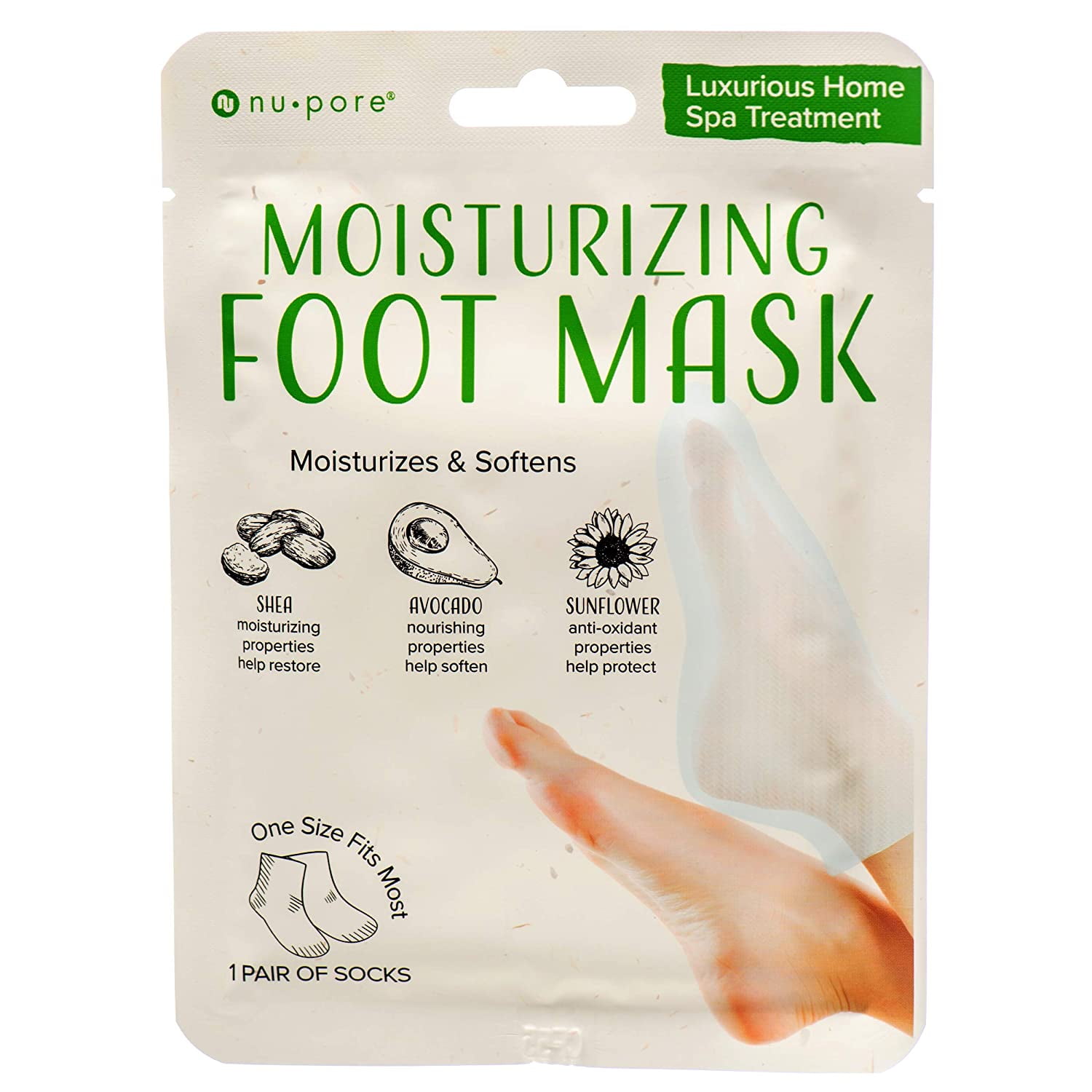 Nu-Pore Korean Moisturizing Socks Luxurious Home Spa Treatment Foot ...