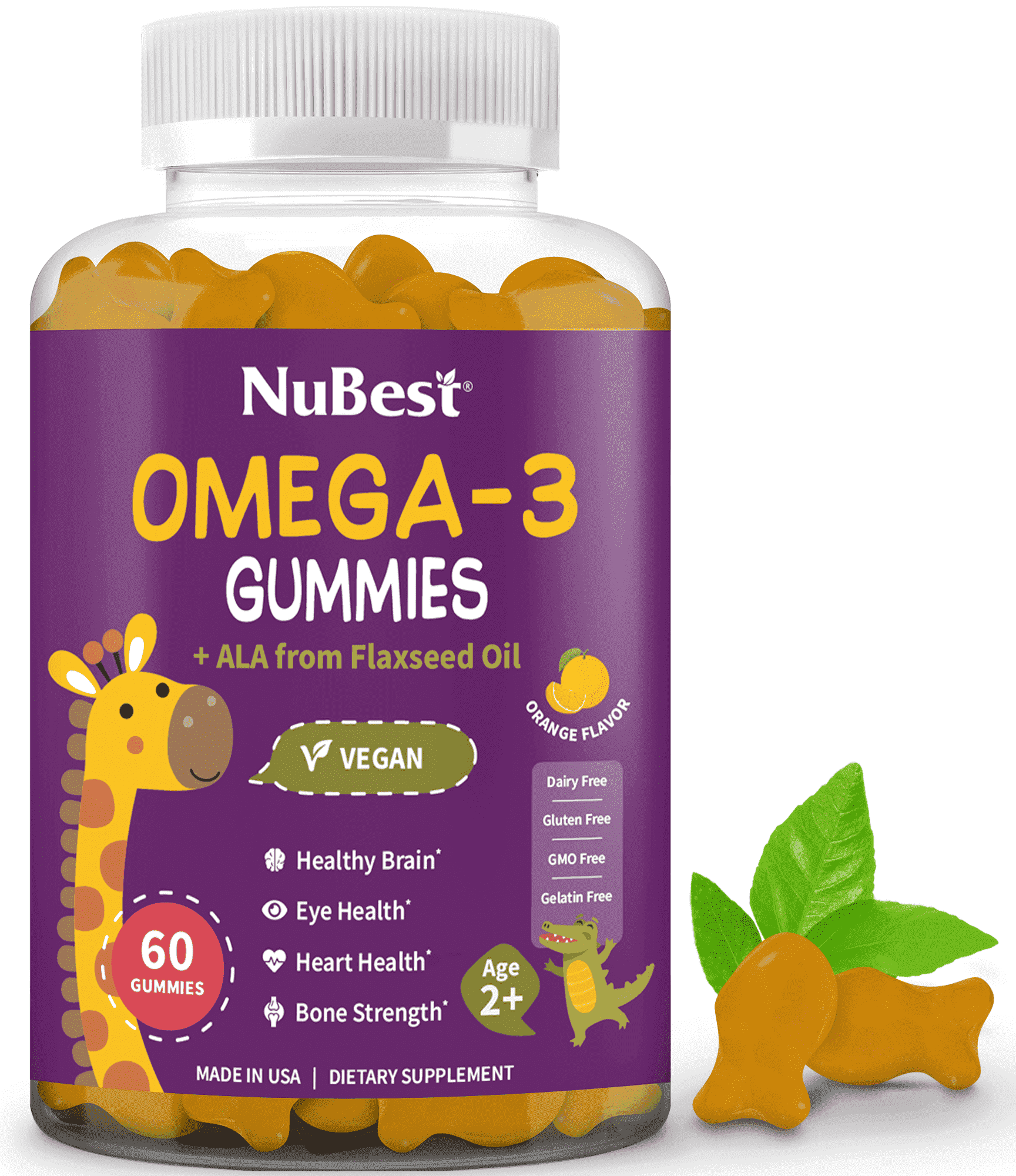NuBest, Omega-3 Gummies, 50 count, Vegan Orange Flavor - Walmart.com