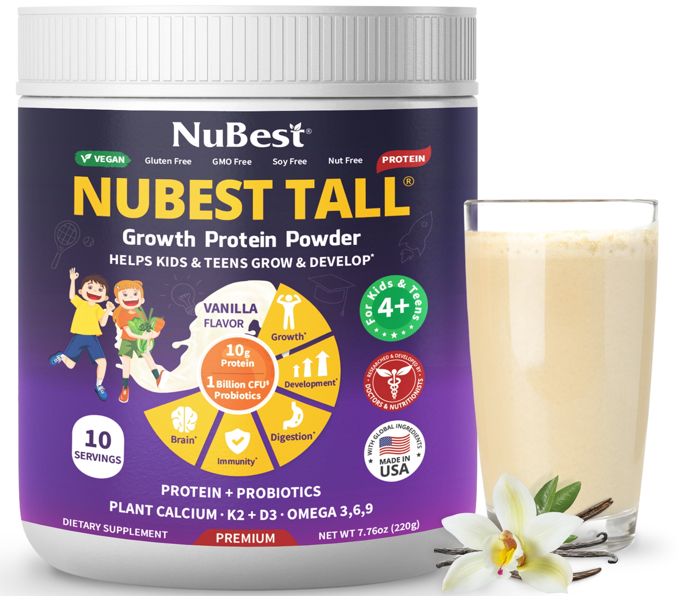 NuBest Vanilla Growth Protein Powder - 10 Vegan Servings with ...