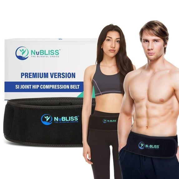 NuBliss Hip Brace Advanced Triple Elastic Tension Straps Back Support Belt, 45’’ x 3.5’’ HSA/FSA ...