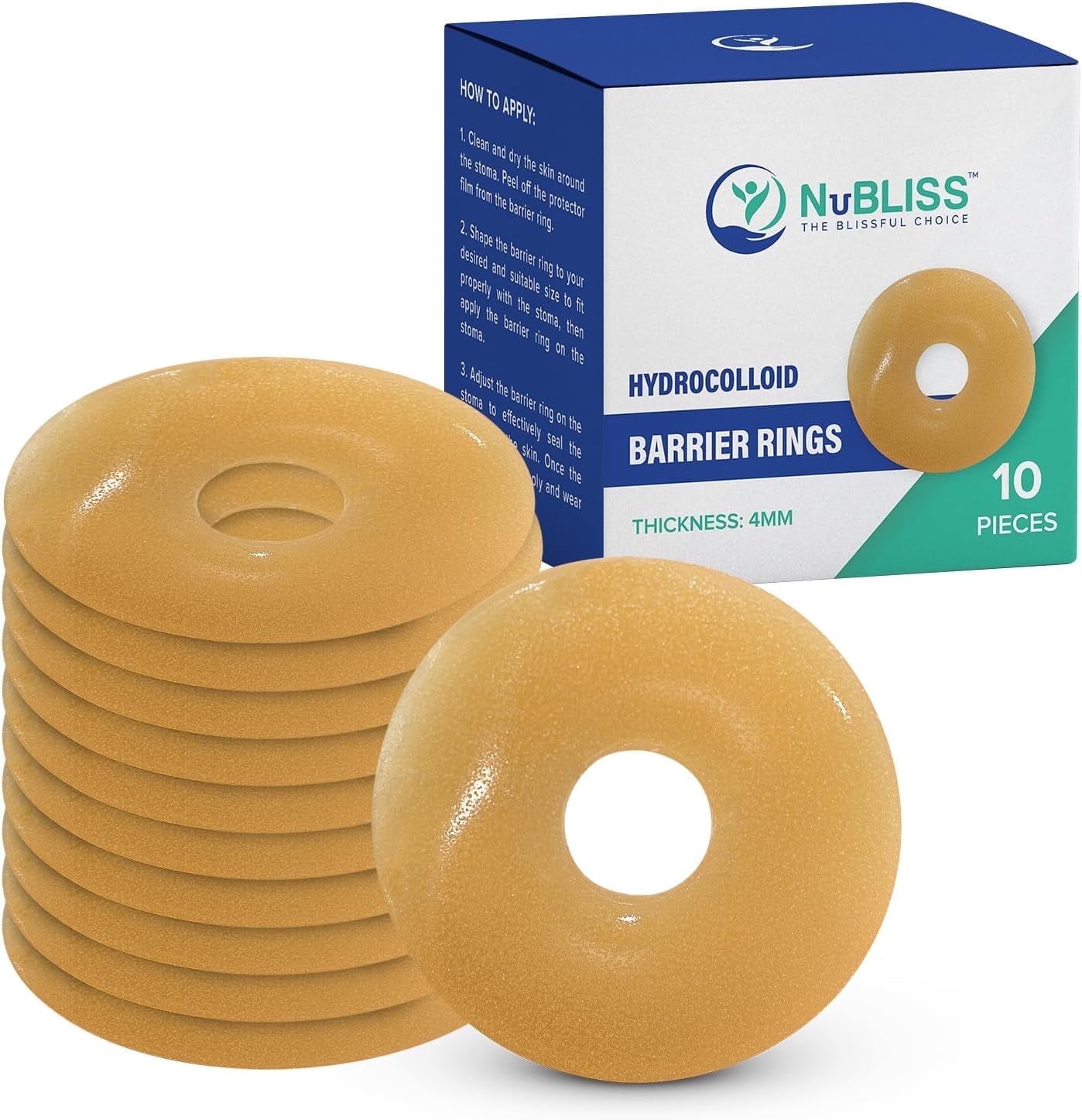 NuBliss Ostomy Barrier Rings, Hydrocolloid Waterproof Adhesive Ostomy ...