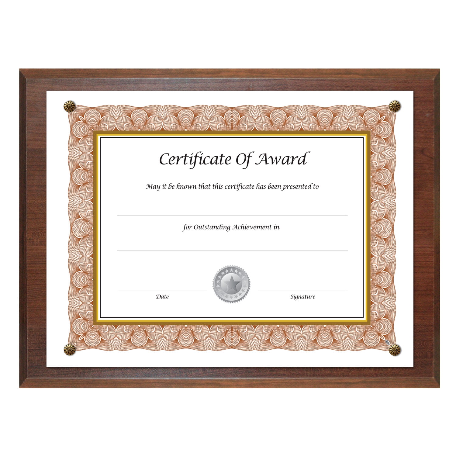 NuDell 10.5x13 Walnut Award-A-Plaque Document Frame, Wall Picture ...