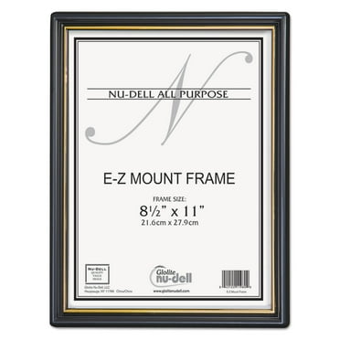 DAX Two-Tone Document Frame, Wood, 8.5 x 11, Black with Gold Leaf Trim ...