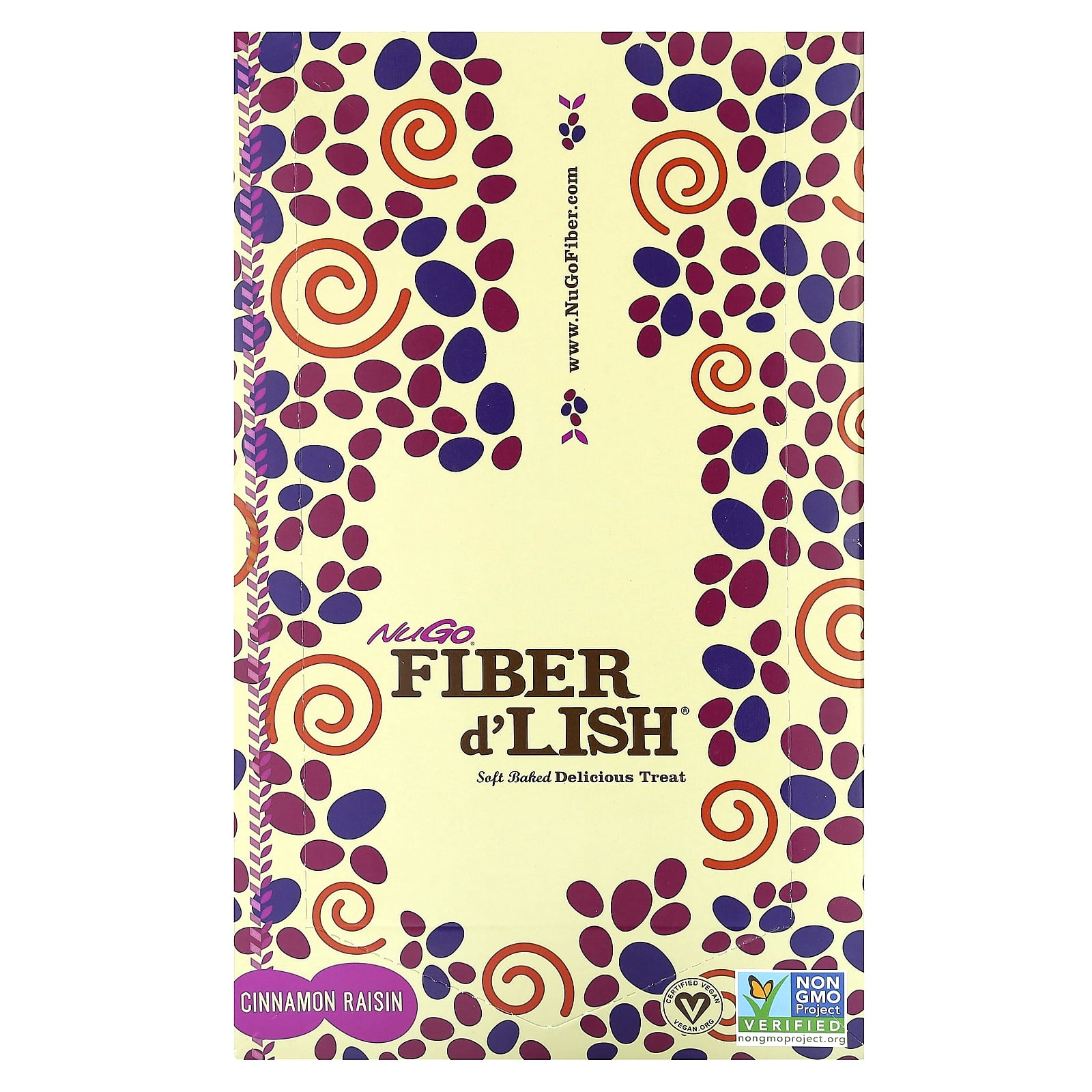 NuGo Vegan Snack Food - Fiber d'Lish Cinnamon Raisin, High Fiber, 16 ...
