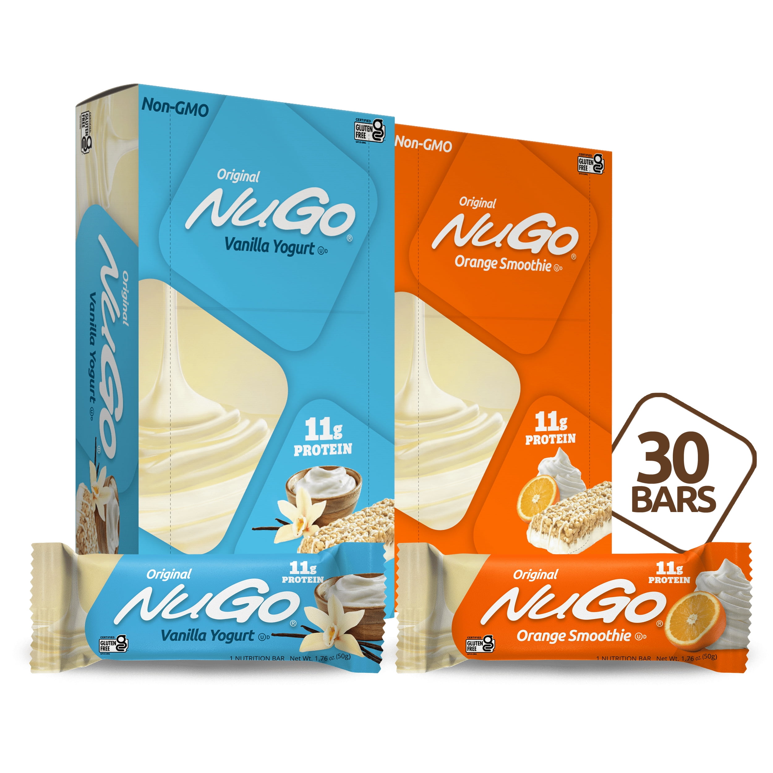 NuGo Original Variety, Vanilla Yogurt and Orange Smoothie Bars, 11g ...
