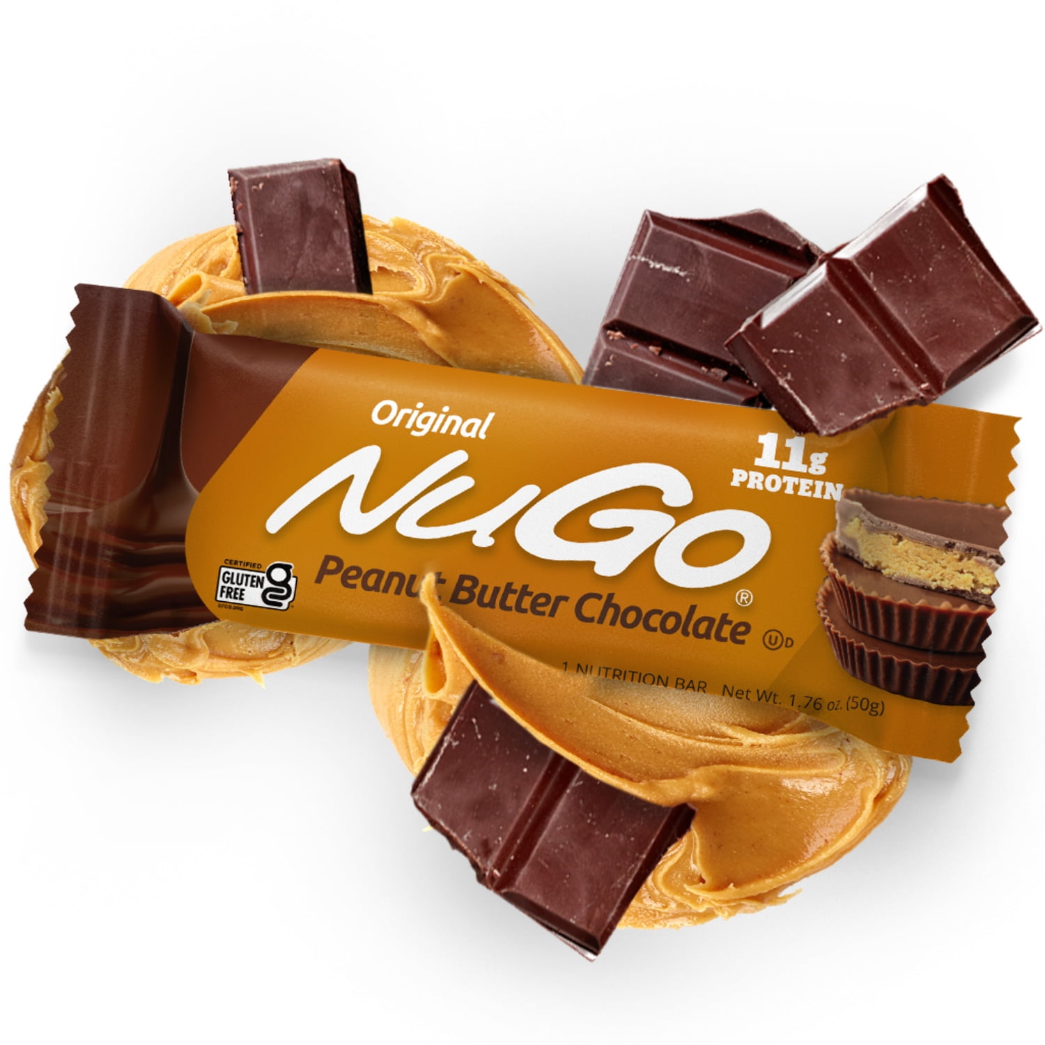 NuGo Protein Bar, Peanut Butter, 11g Protein, Gluten Free, 15 Count ...